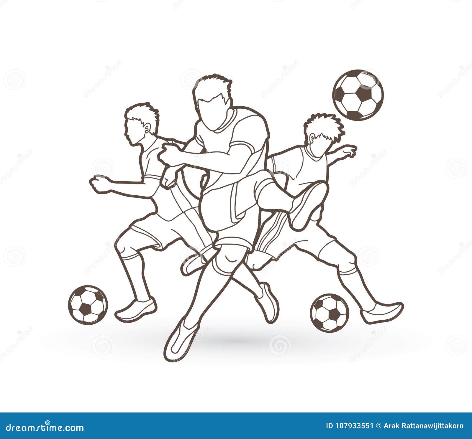 Three Soccer Player Team Composition Graphic Vector Stock Vector ...
