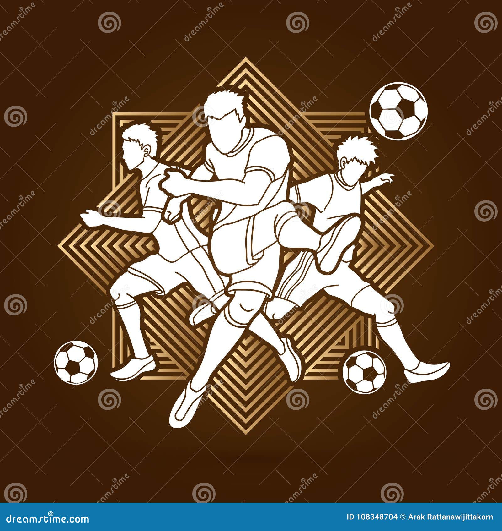 Three Soccer Player Team Composition Graphic Vector Stock Vector ...