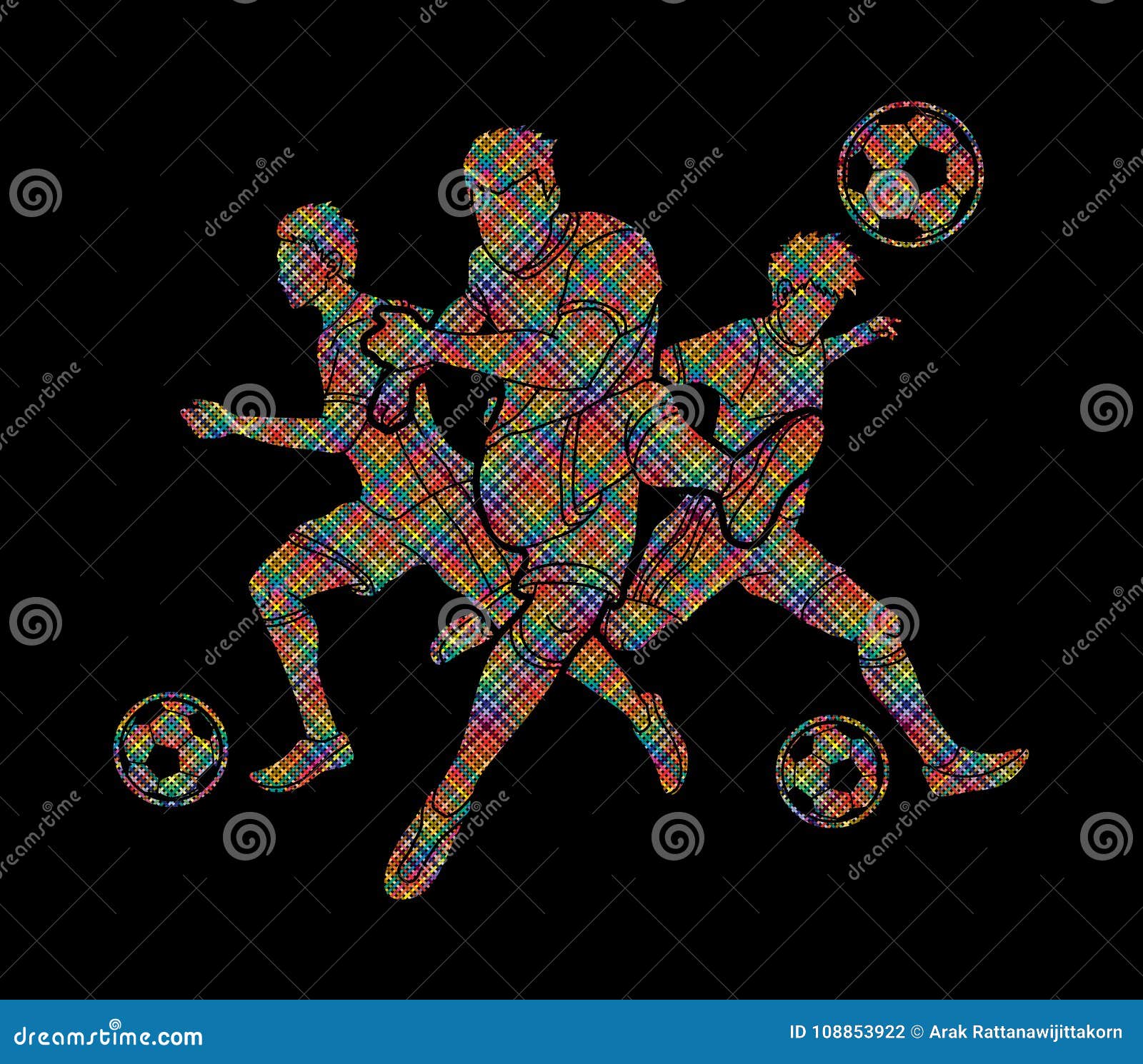 Three Soccer Player Team Composition Graphic Vector Stock Vector ...