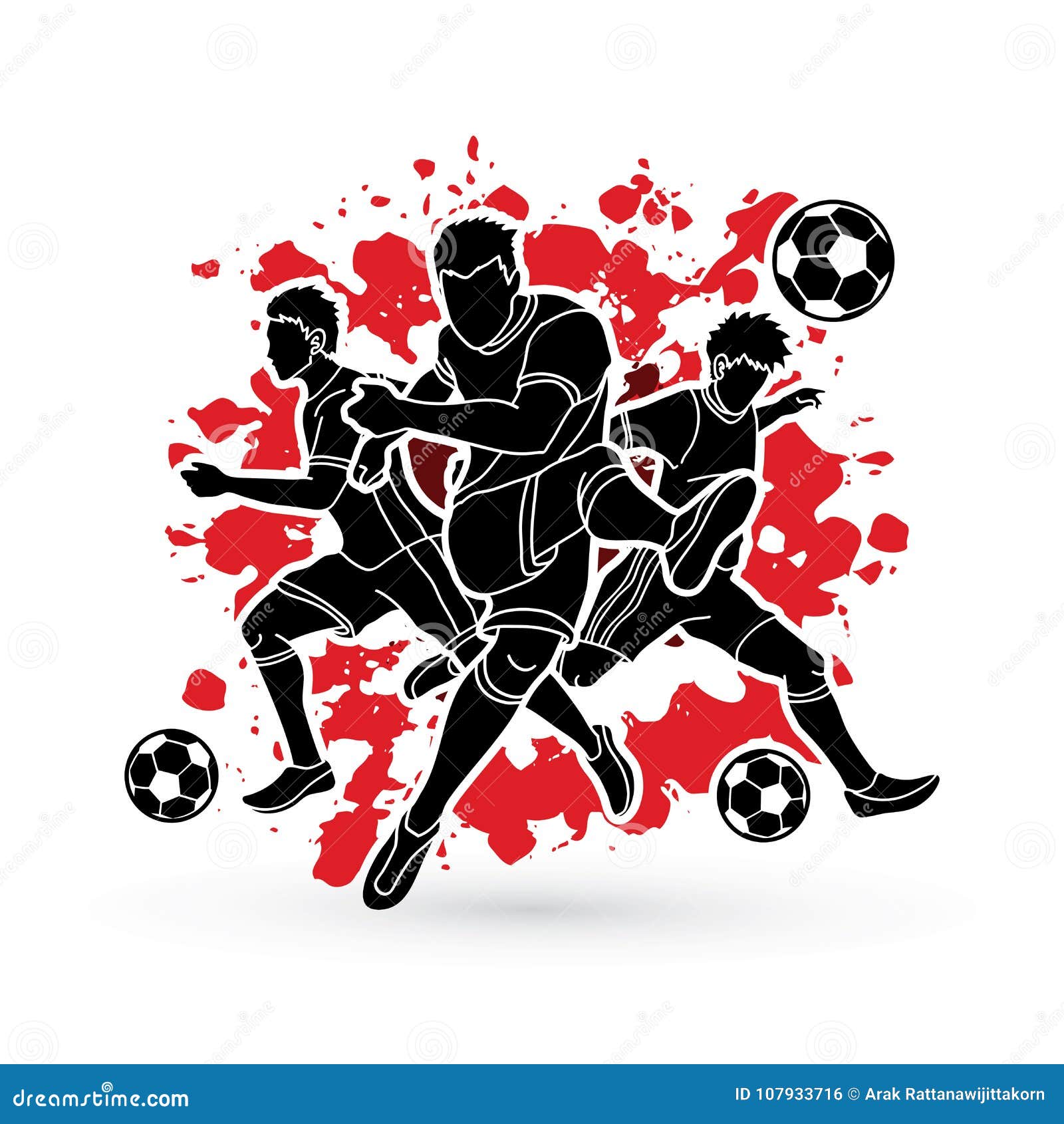 Three Soccer Player Team Composition Graphic Vector Stock Vector ...