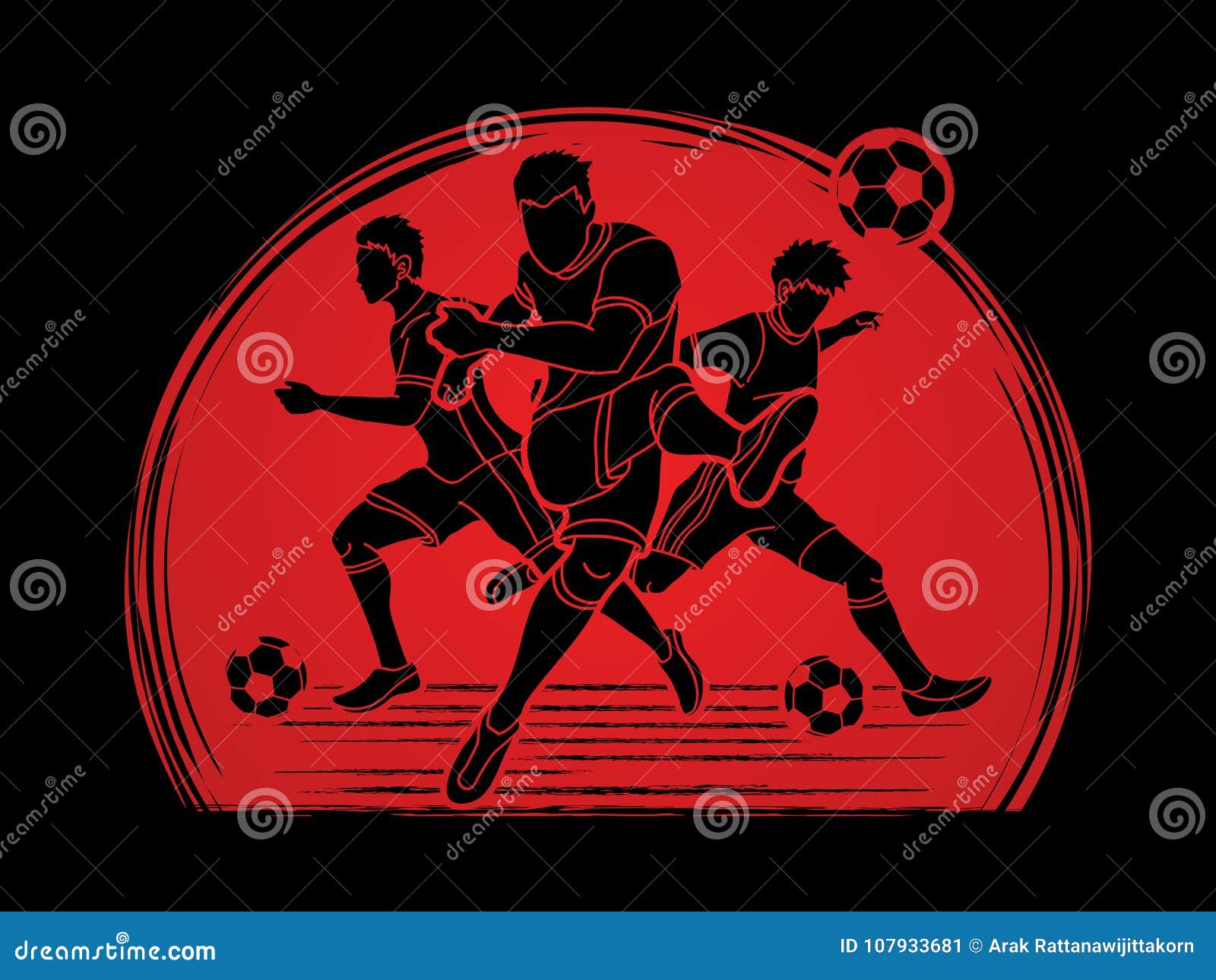 Three Soccer Player Team Composition Graphic Vector Stock Vector ...