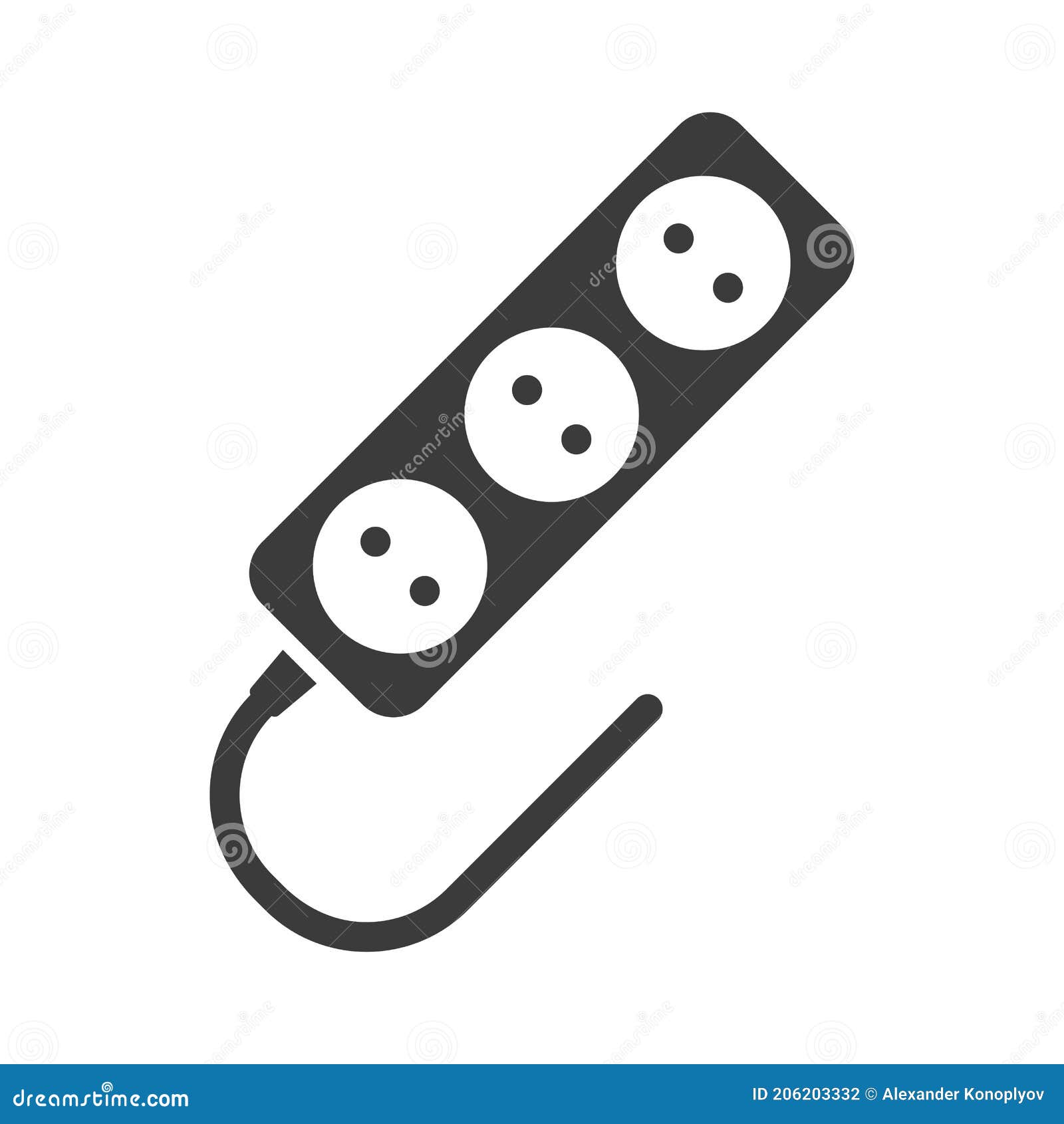 Three Socket Multi Plug Adapter Bold Black Silhouette Icon Isolated on ...