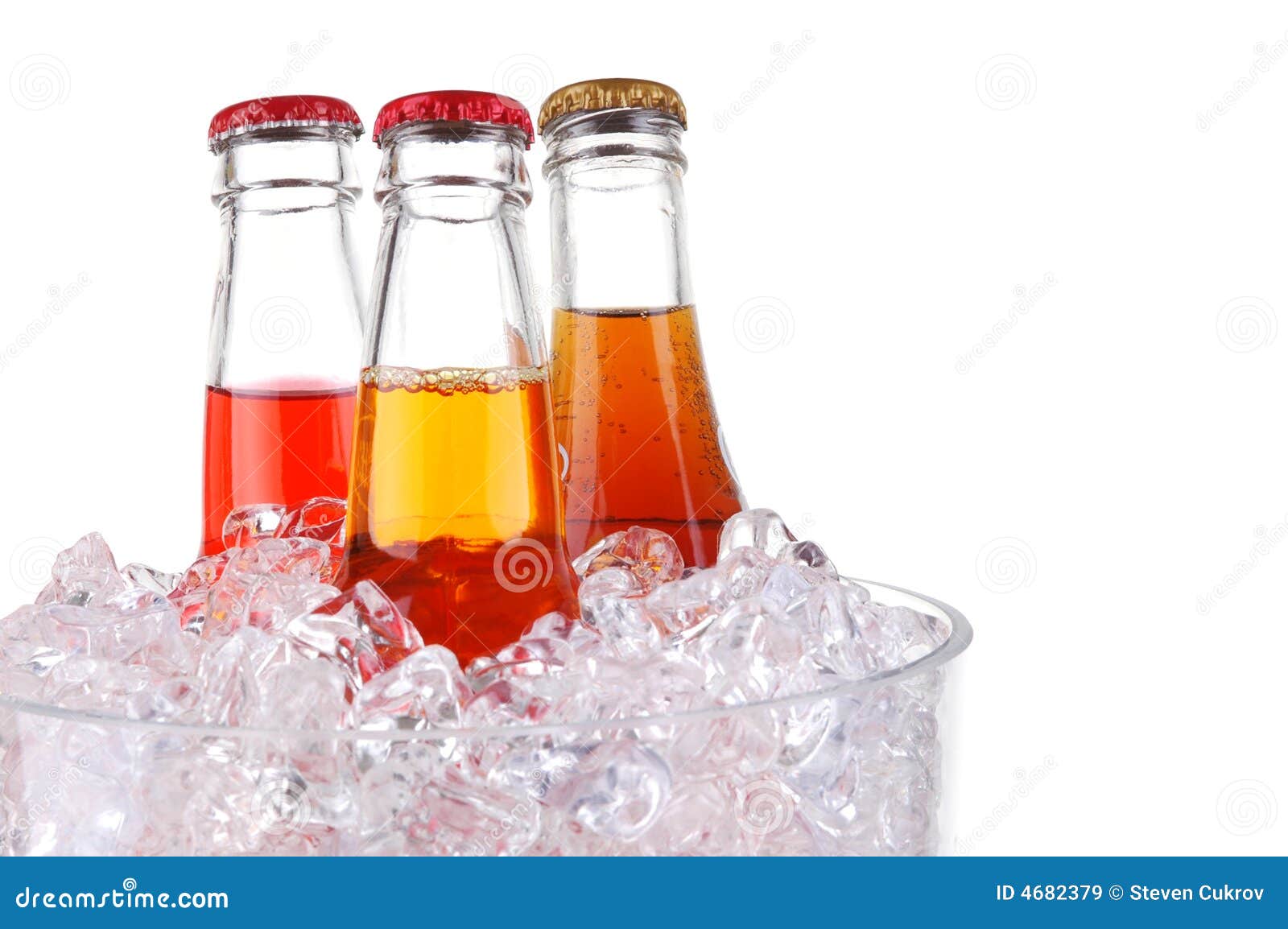 Three Sodas in Ice Bucket stock image. Image of cola, bottles - 4682379