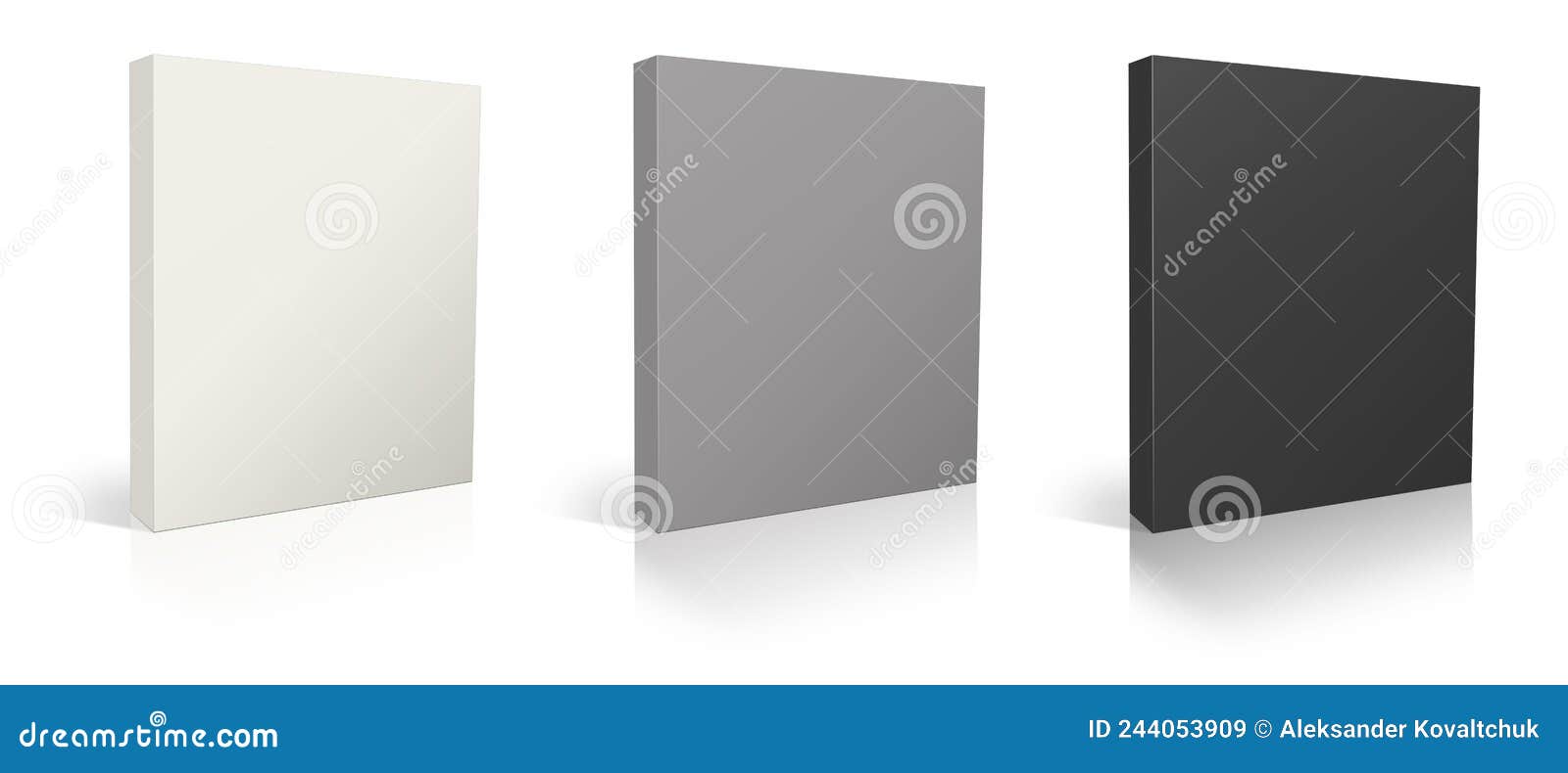Three Software Boxes Blank Template White, Grey And Black For ...