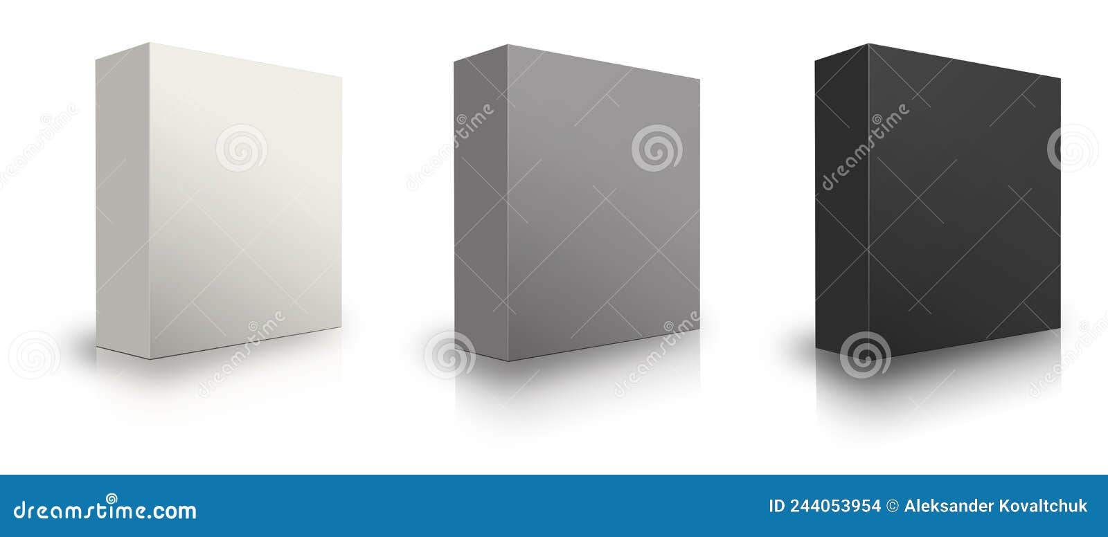 Three Software Boxes Blank Template White, Grey And Black For ...
