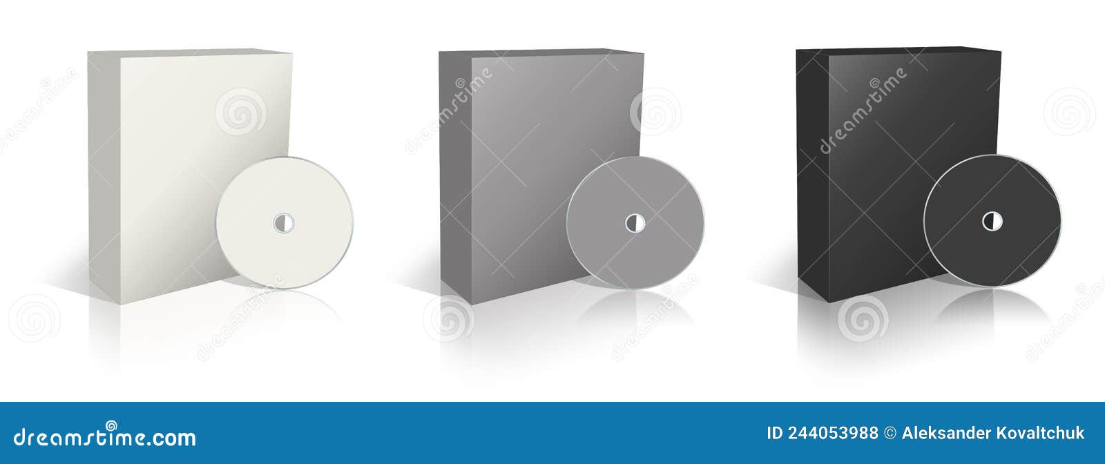 Three Software Boxes Blank Template White, Grey And Black For ...