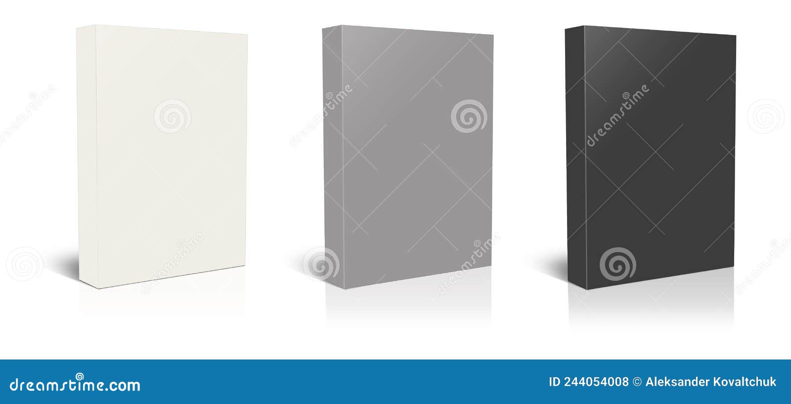 Three Software Boxes Blank Template White, Grey And Black For ...