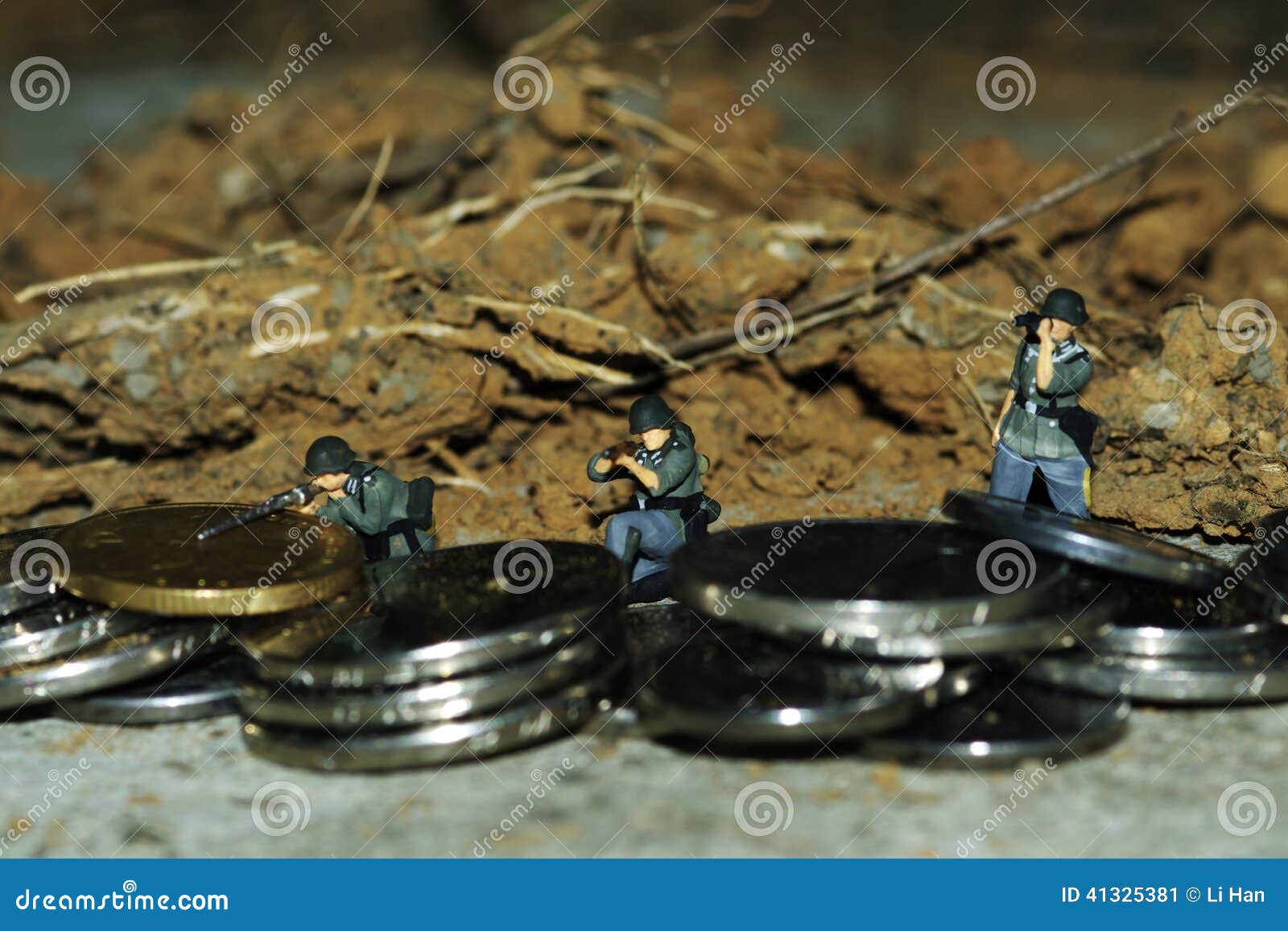Three Soldiers are Ambushing in Battlefield Stock Image - Image of army ...