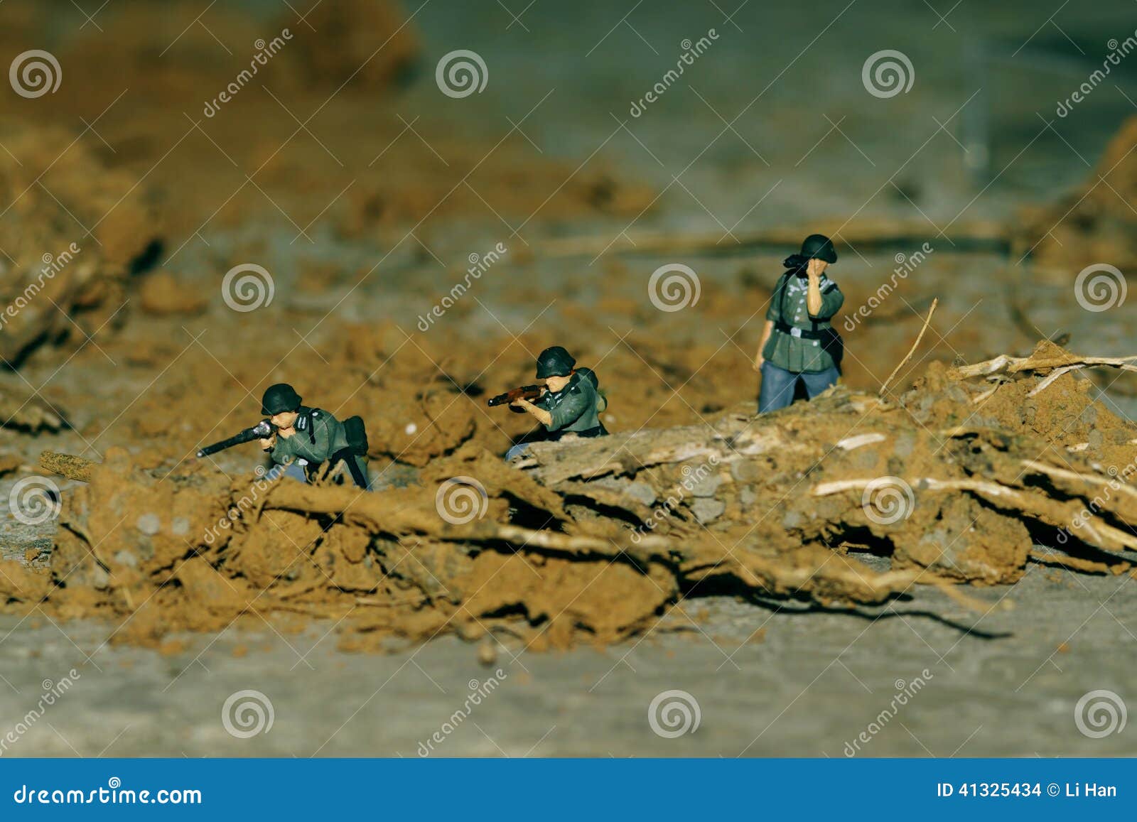 Three Soldiers are Ambushing in Battlefield Stock Photo - Image of ...