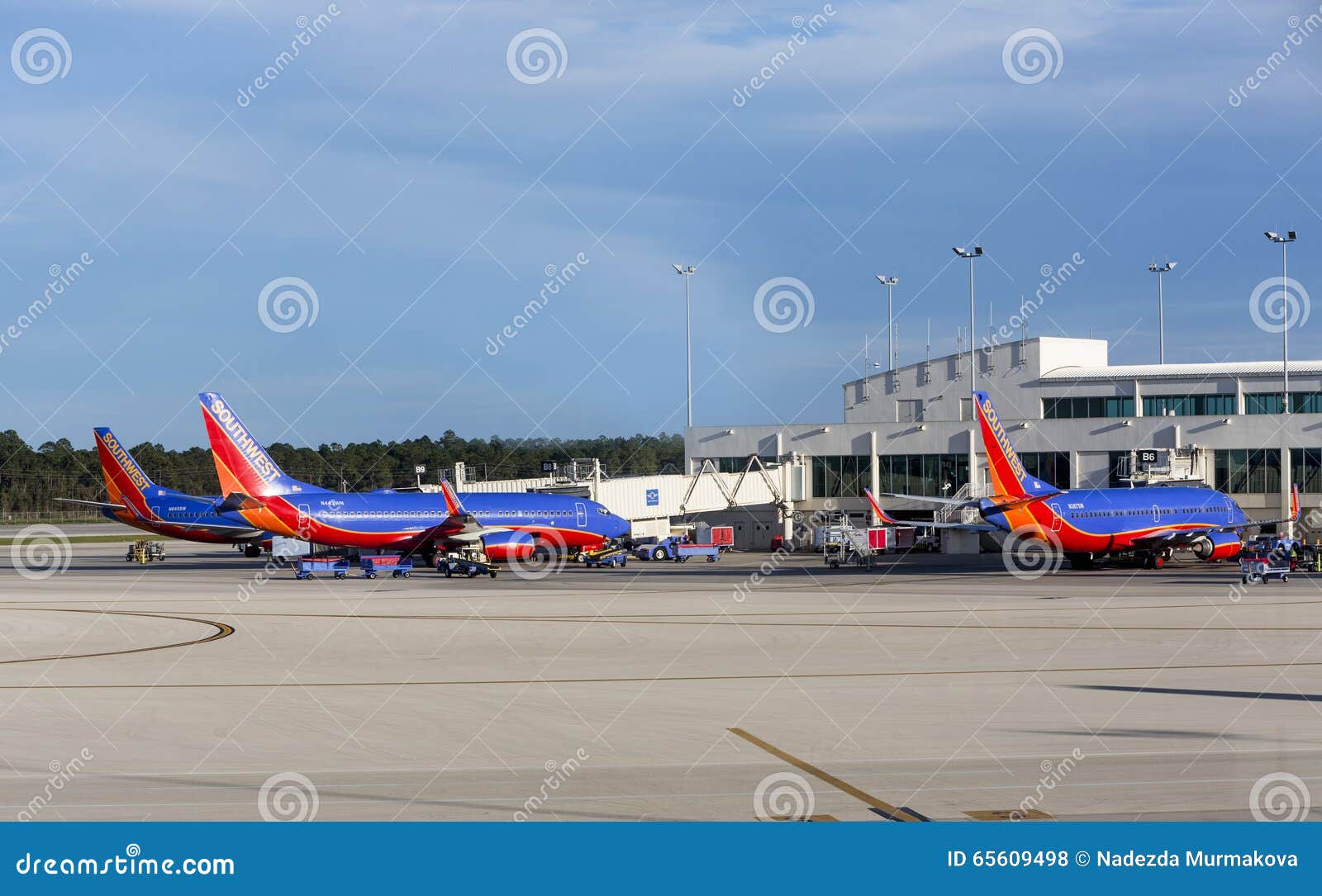 Three Southwest Airplanes A320 Parked at a Southwest Florida ... Three Southwest Airplanes A320 Parked at a Southwest Florida ...