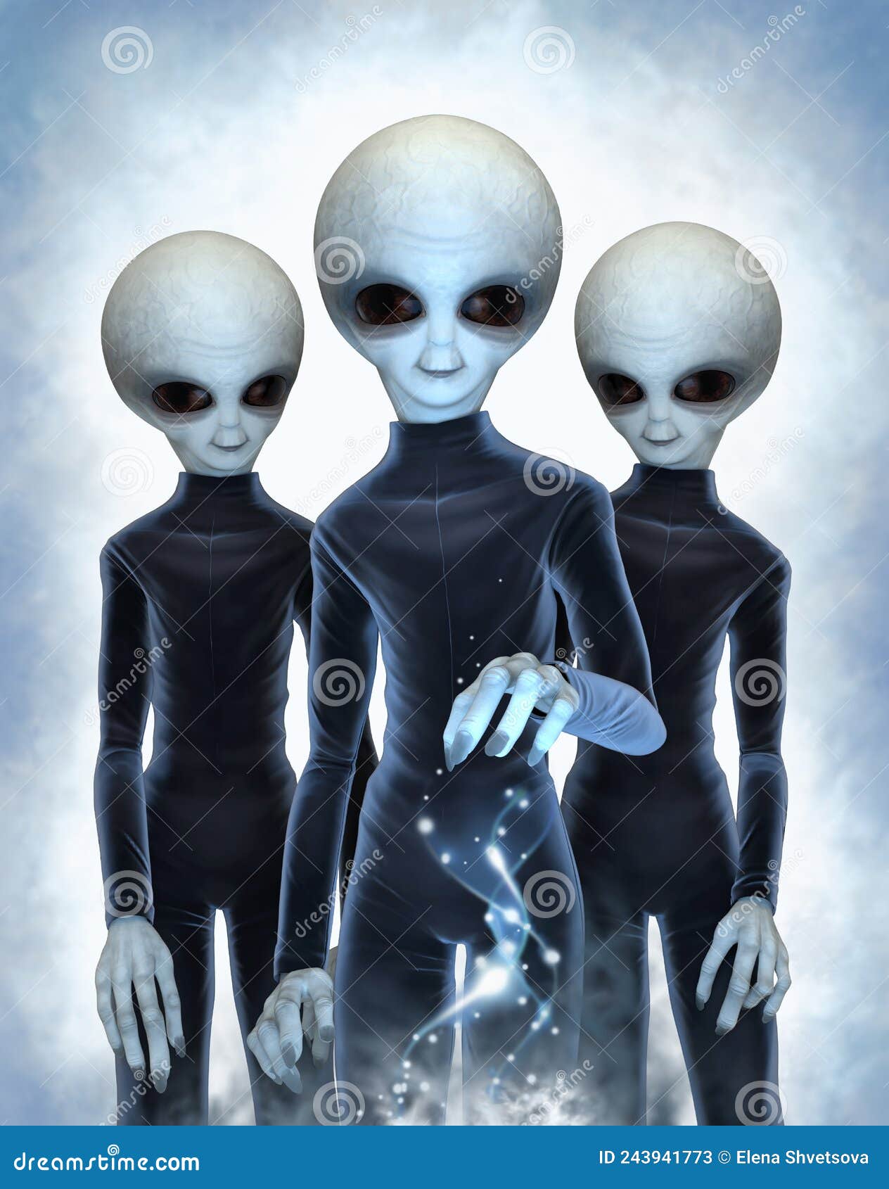 Space Aliens, Monster With Spaceship, Rocket. Cartoon Character For ...