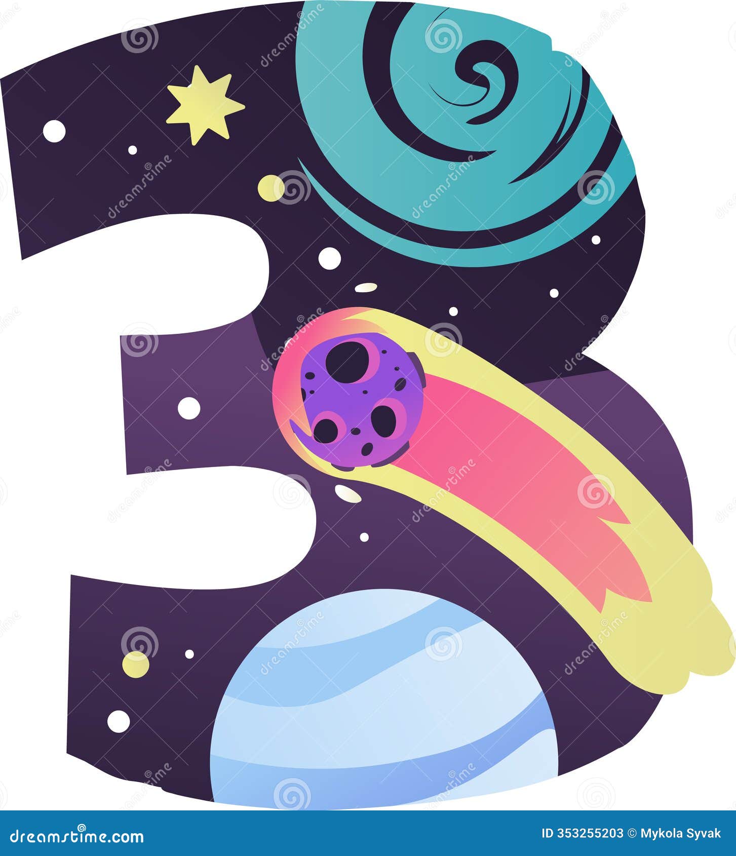 Three Space Number stock illustration. Illustration of digital - 353255203