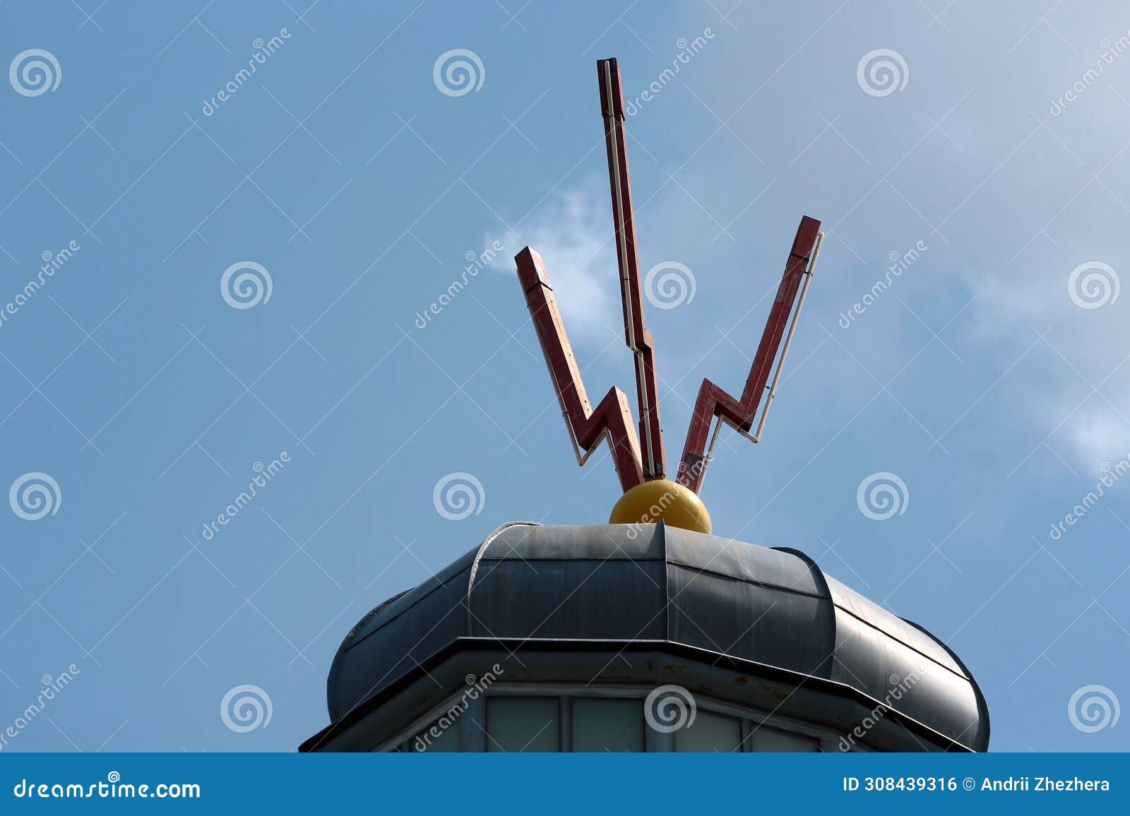 Three Sparks, a Symbol of Electrical Discharge on a Lightning Rod on a ...