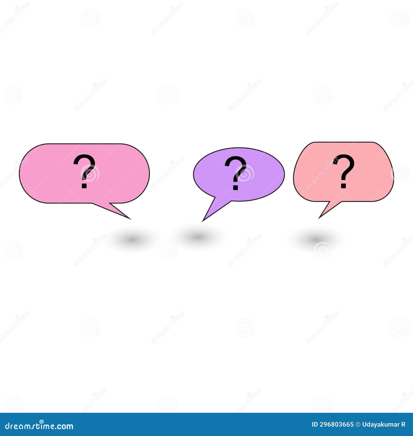 Three Speech Bubbles with Question Marks. Vector Illustration. Talk ...
