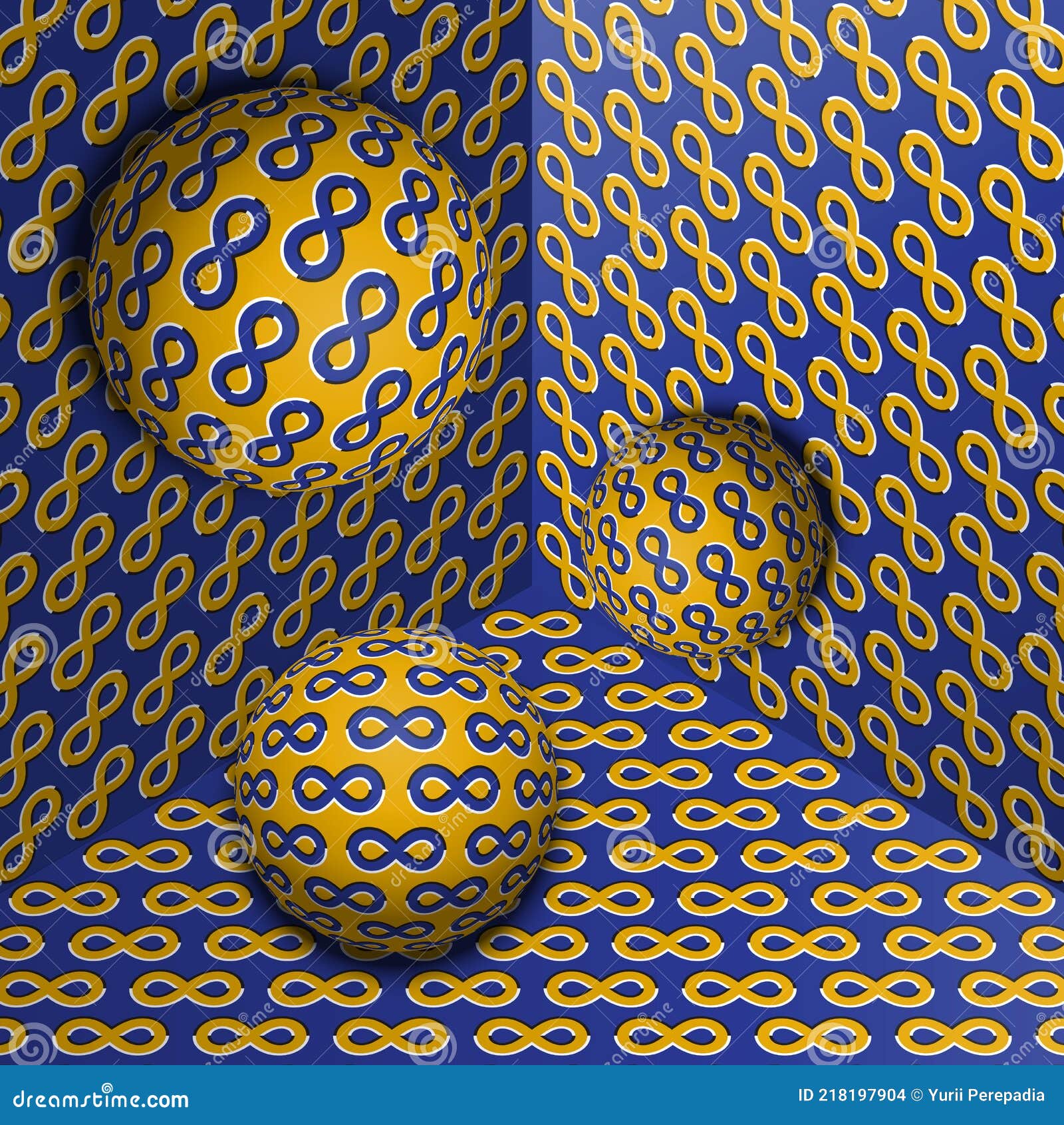 Three Spheres Move in Corner. Optical Illusion Abstraction of Infinity ...