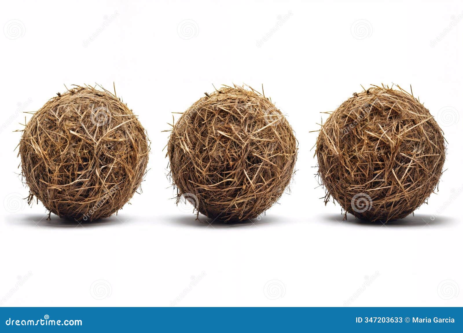 Three Spheres With Straw Texture With White Background Stock Image ...