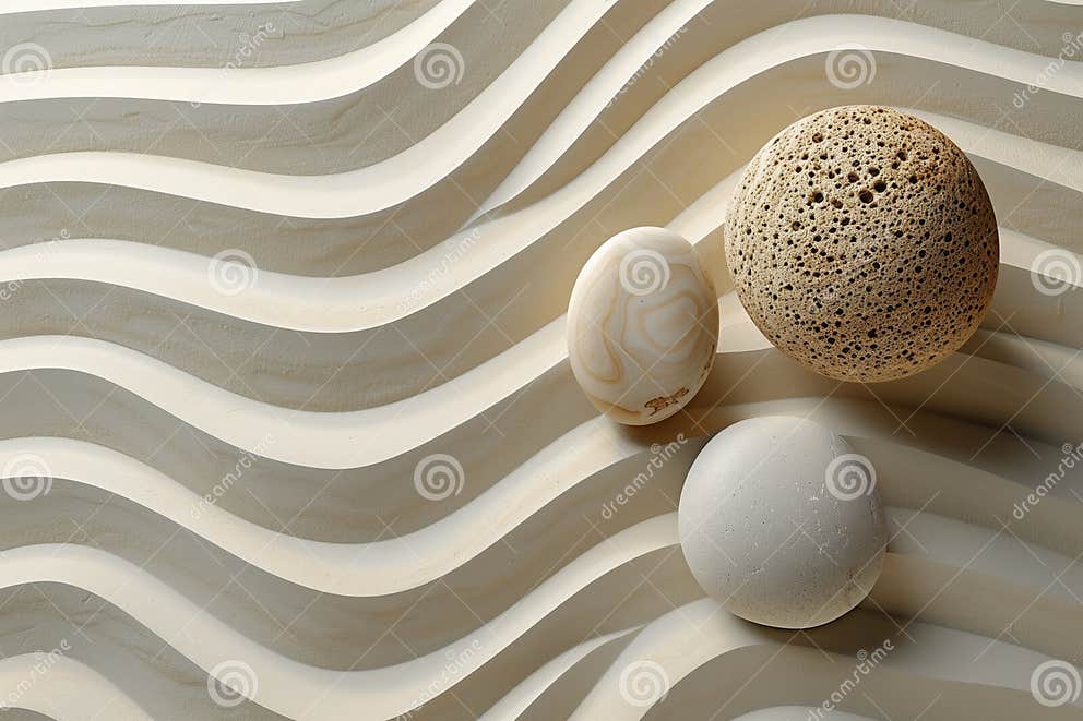 Abstract Sand Spheres on a Wavy Pattern Background Stock Image - Image ...