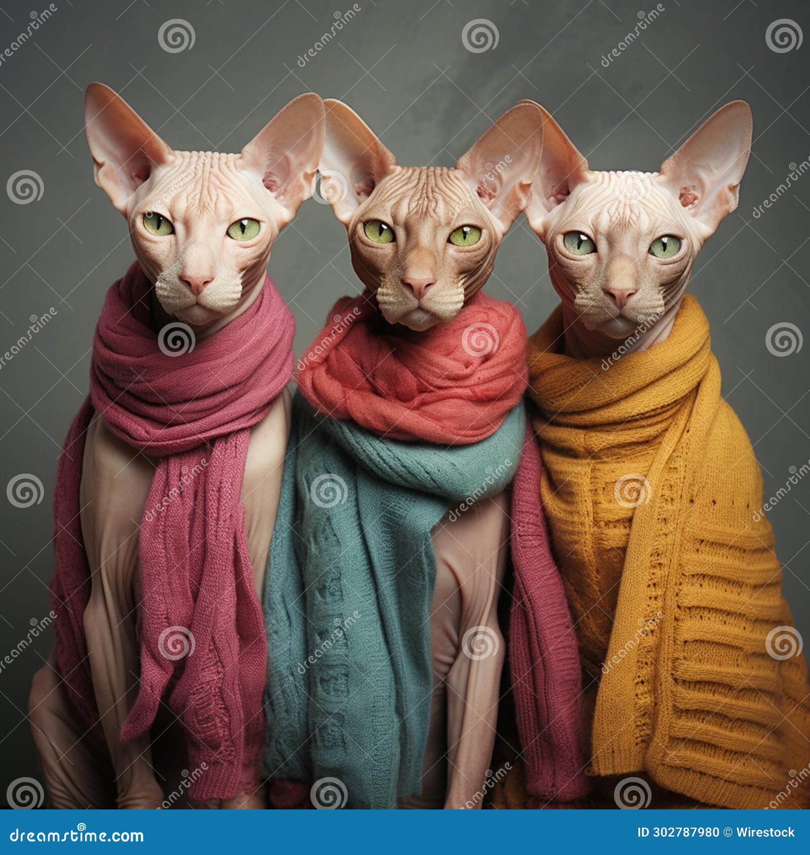 Two Sphynx Cats Hiding In The Garden At Sunset Stock Photo ...