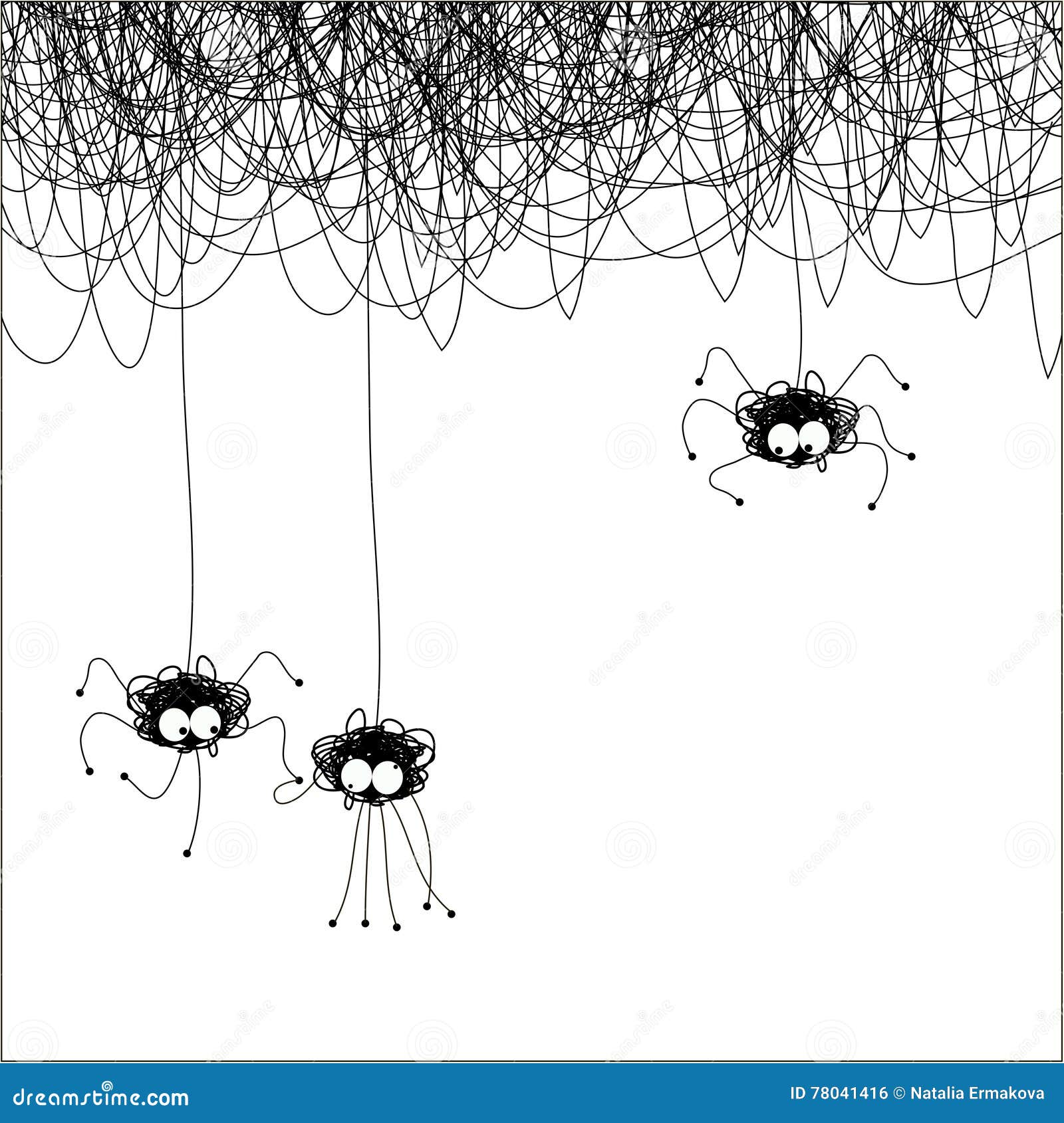 Three spider stock vector. Illustration of halloween - 78041416