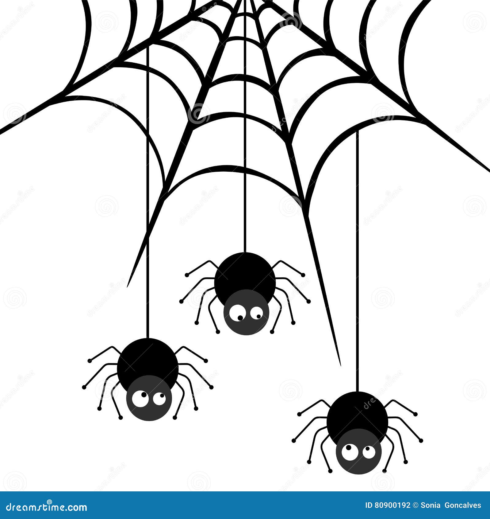 Three Spiders Descending on a Web Stock Vector - Illustration of ...