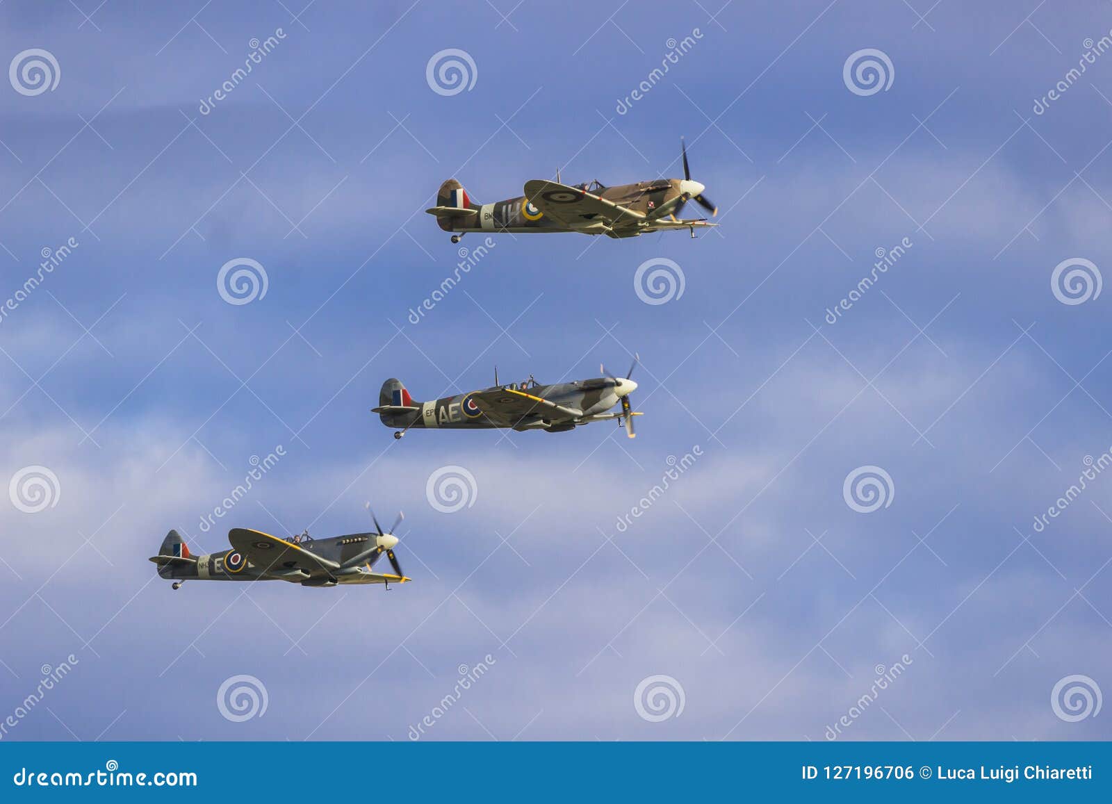 Three Spitfire in flight editorial photo. Image of spitfire - 127196706