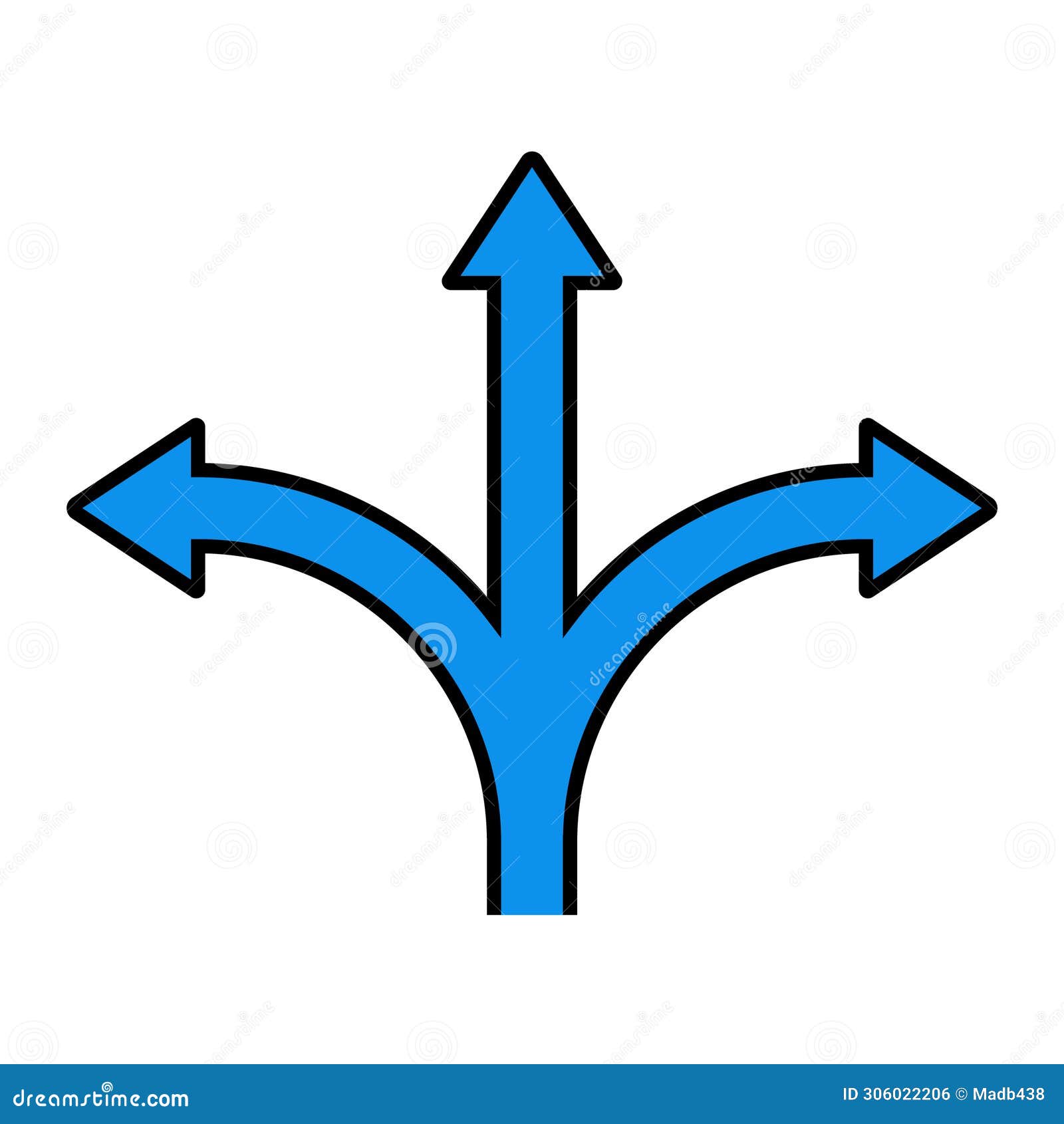 Three Split Arrows Icon in Line and Fill Style. Branching Arrow. Stock ...