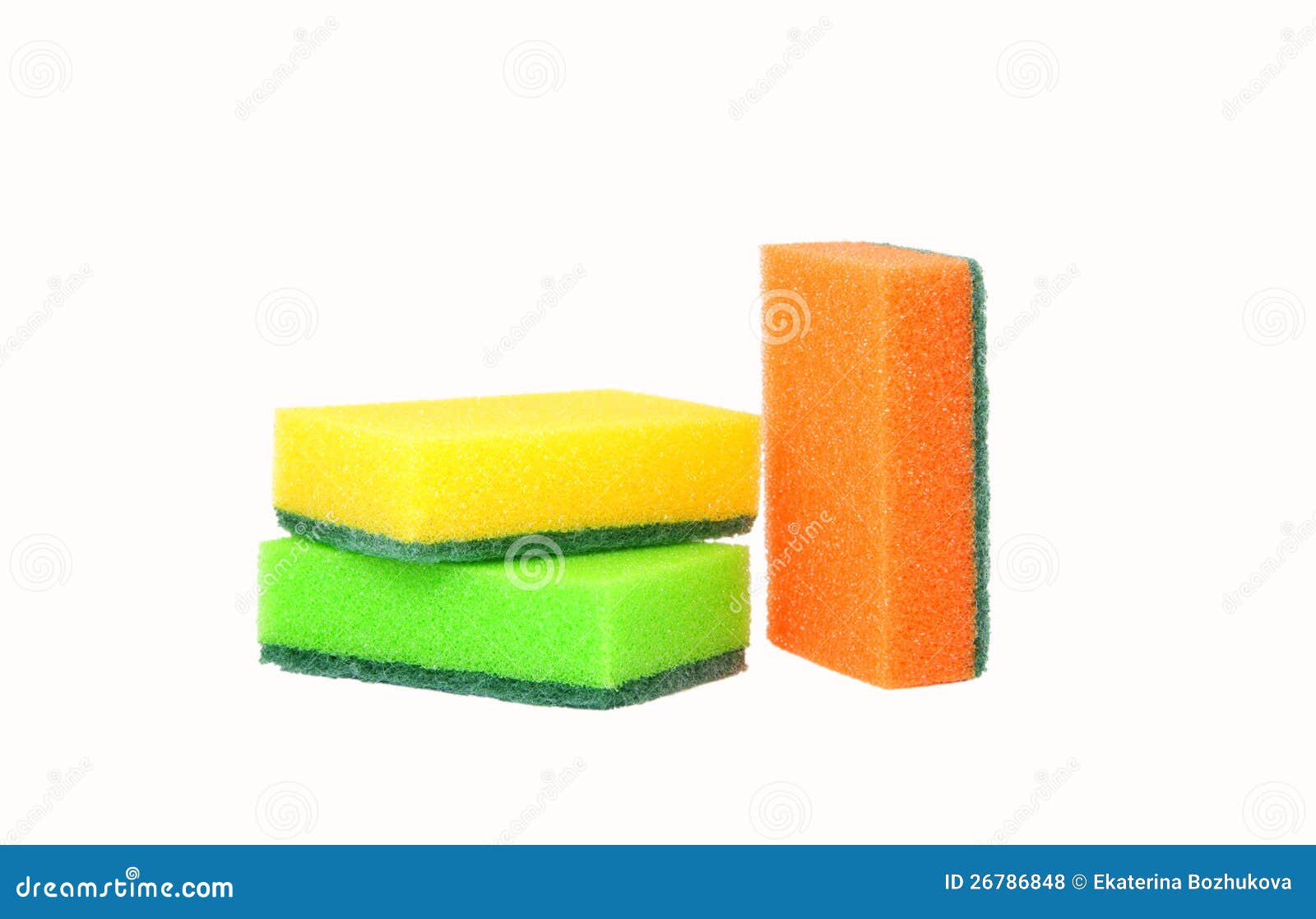Three Sponges for Washing Dishes, Standing Upright Stock Photo - Image ...
