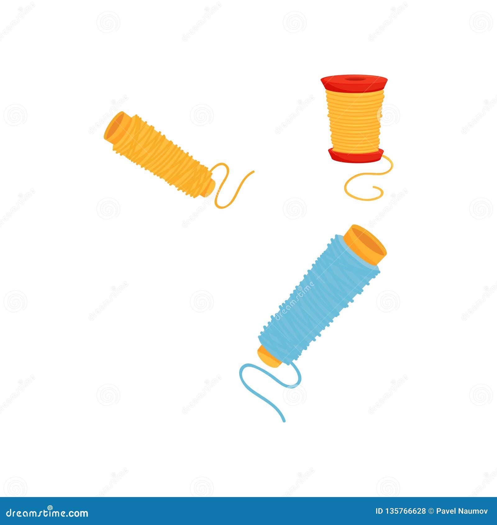 Three Spools Of Thread Cartoon Vector | CartoonDealer.com #4937049
