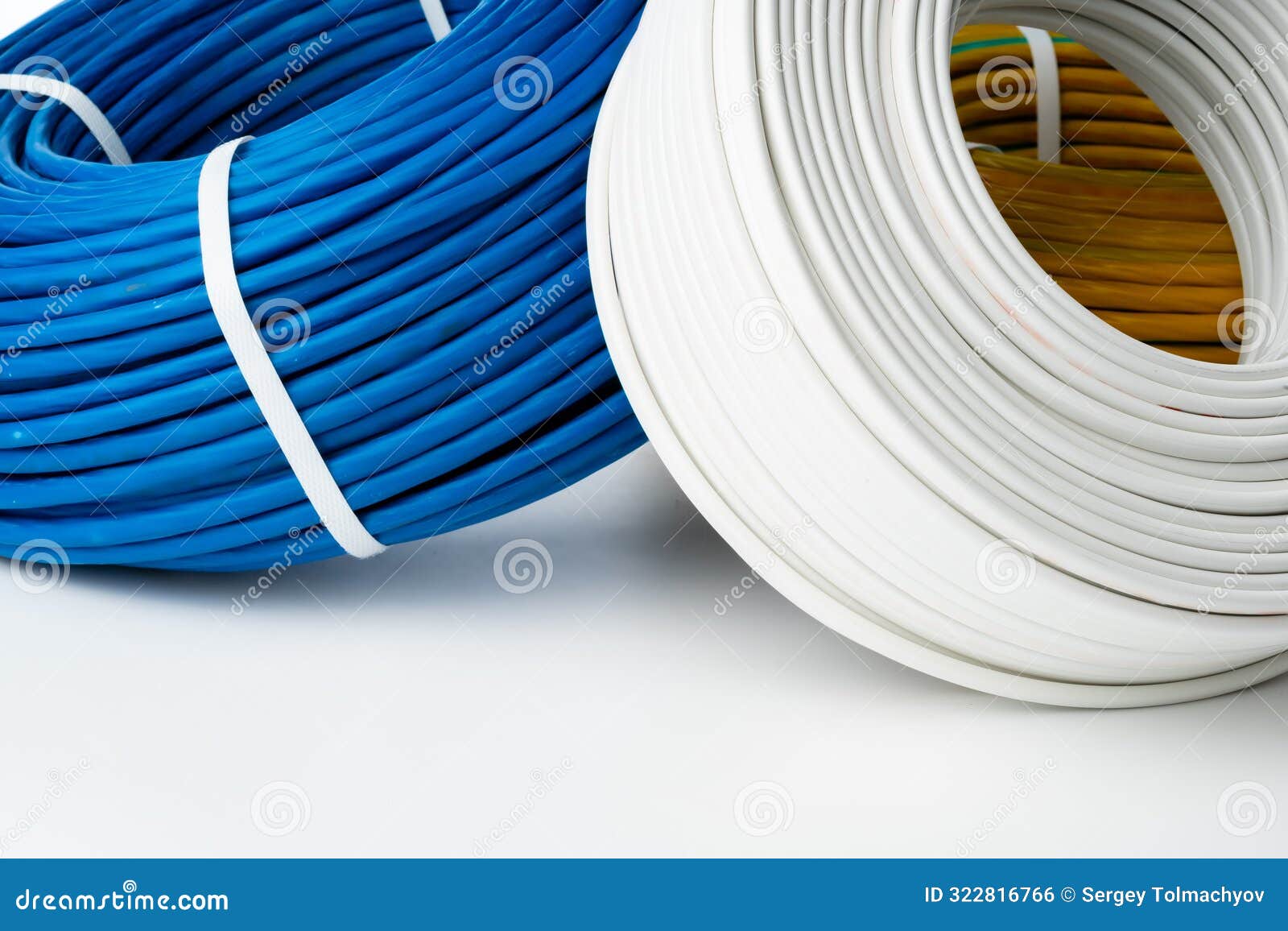Three Spools of Electrical Wire on White Background Stock Photo - Image ...
