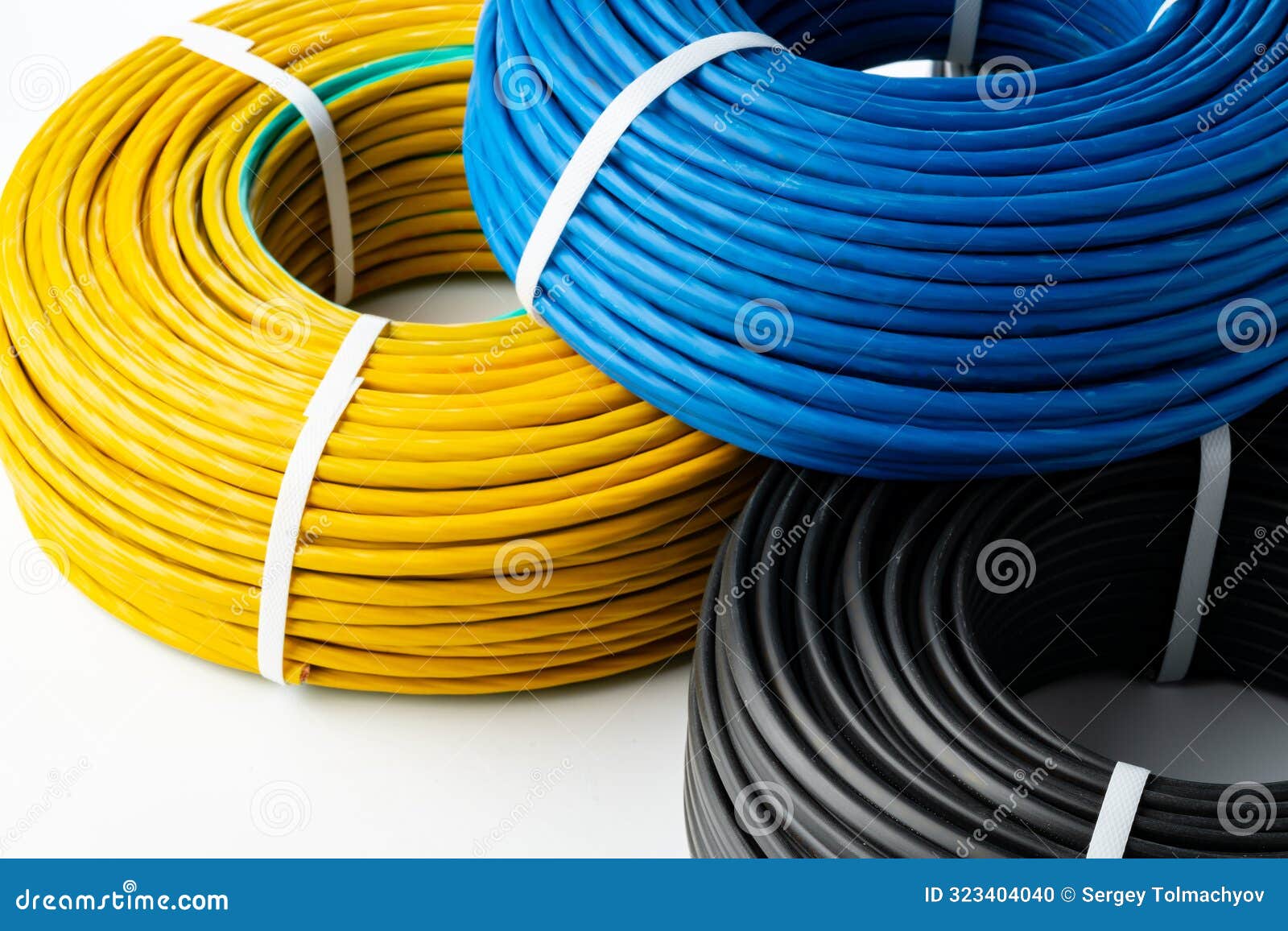Three Spools of Electrical Wire on White Background Stock Photo - Image ...