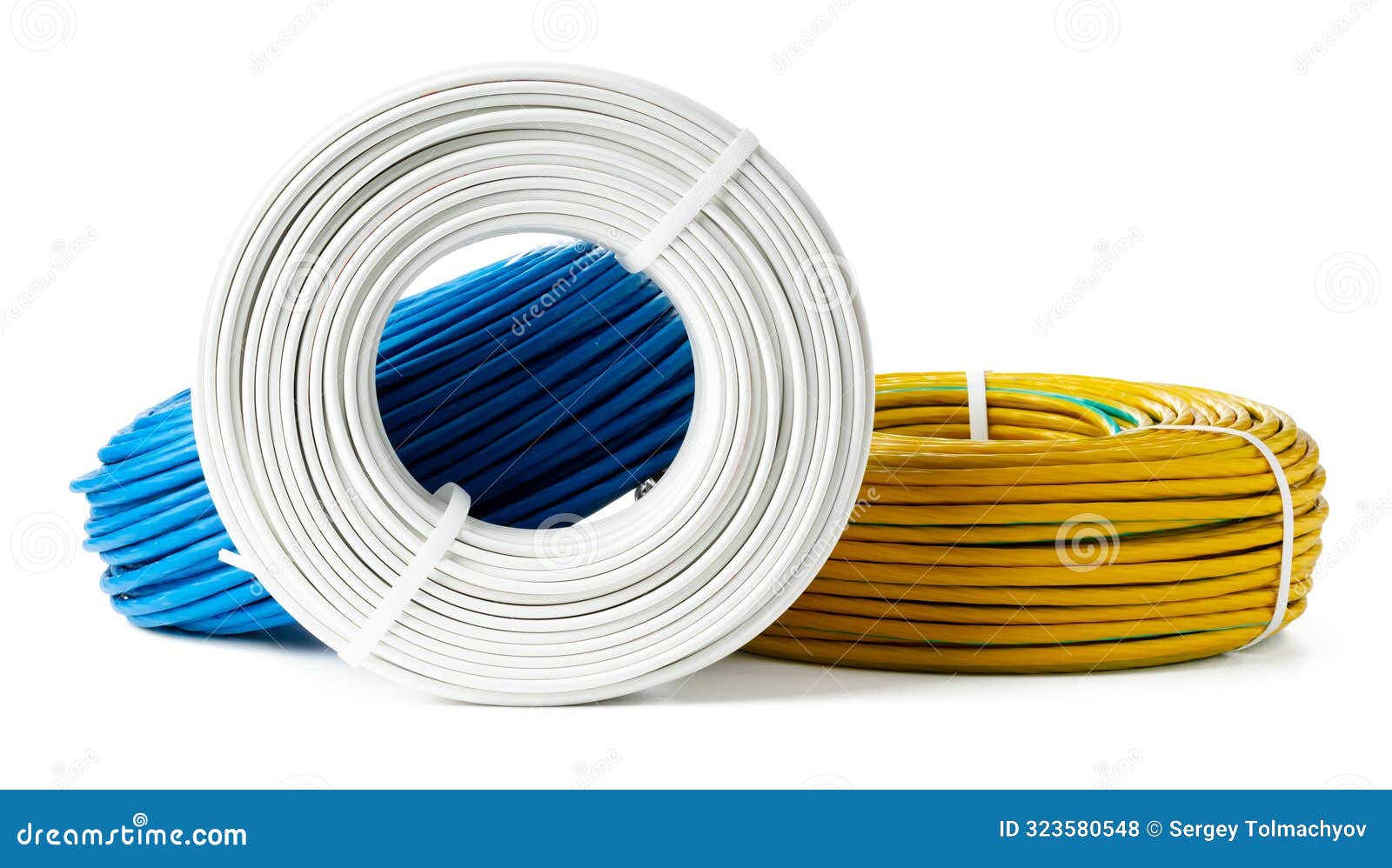 Three Spools of Electrical Wire on White Background Stock Photo - Image ...