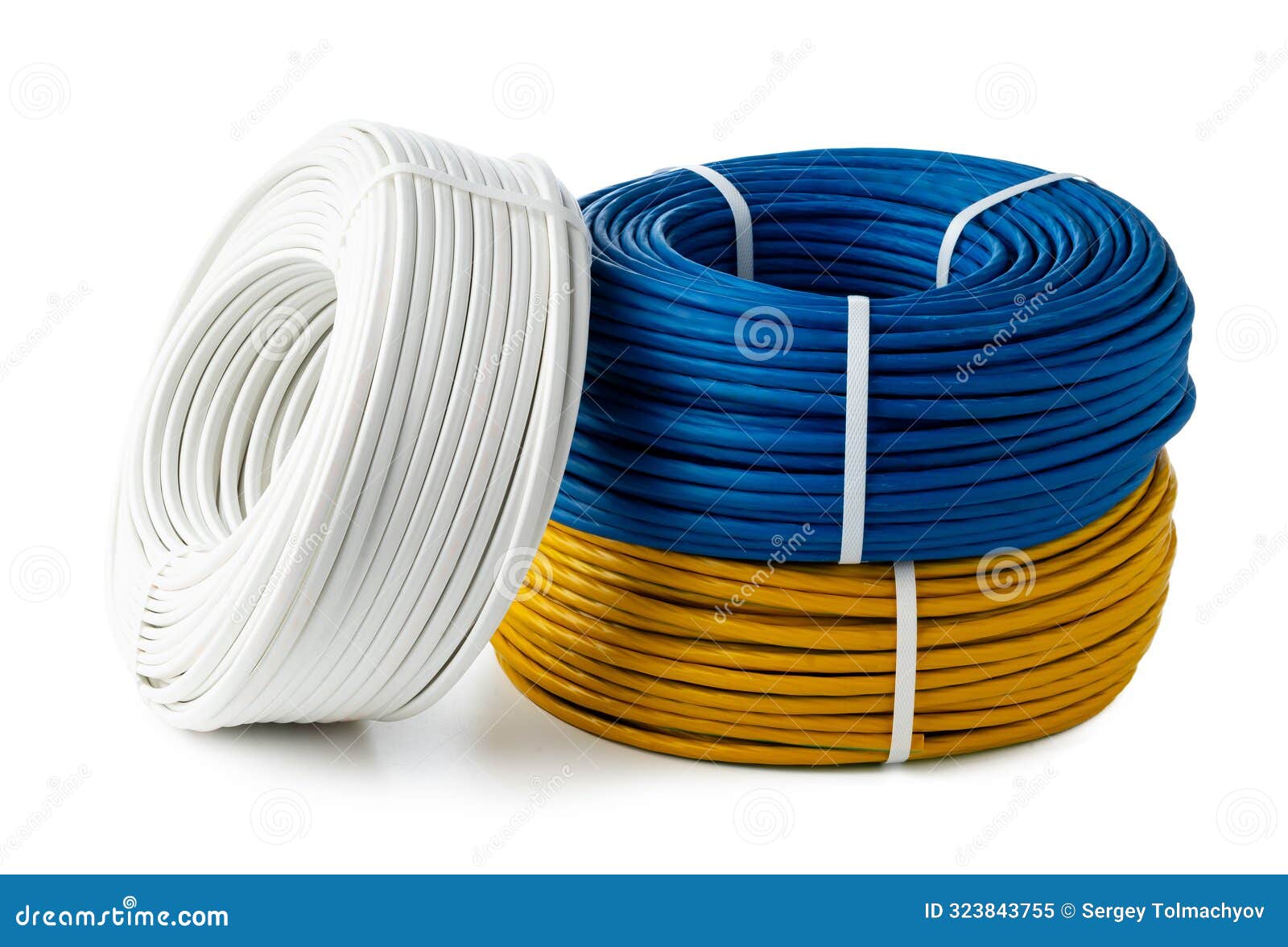 Three Spools of Electrical Wire on White Background Stock Image - Image ...