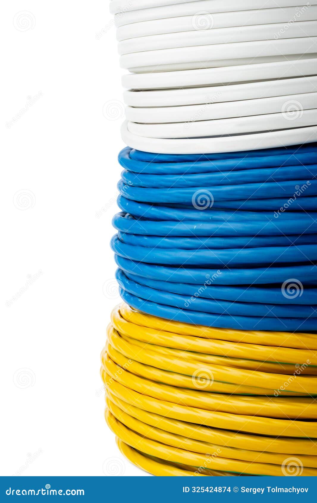 Three Spools of Electrical Wire on White Background Stock Photo - Image ...