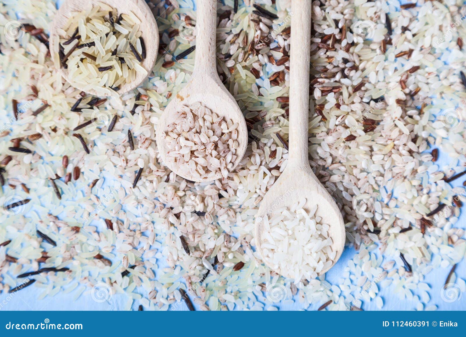 Three Spoons with Different Grades of Rice Stock Image - Image of ...