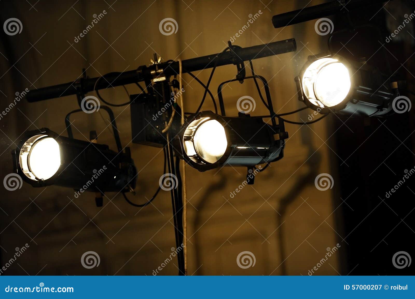 Three spotlights stock image. Image of floodlight, illumination - 57000207