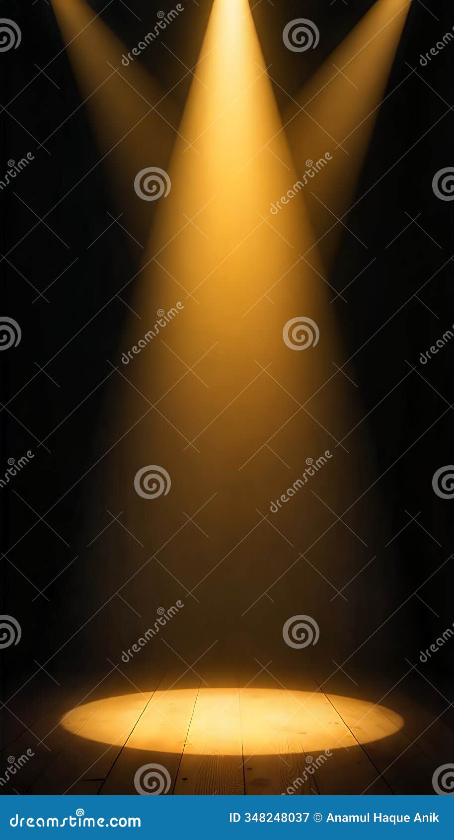 Three Spotlights Illuminate a Wooden Stage Stock Illustration ...