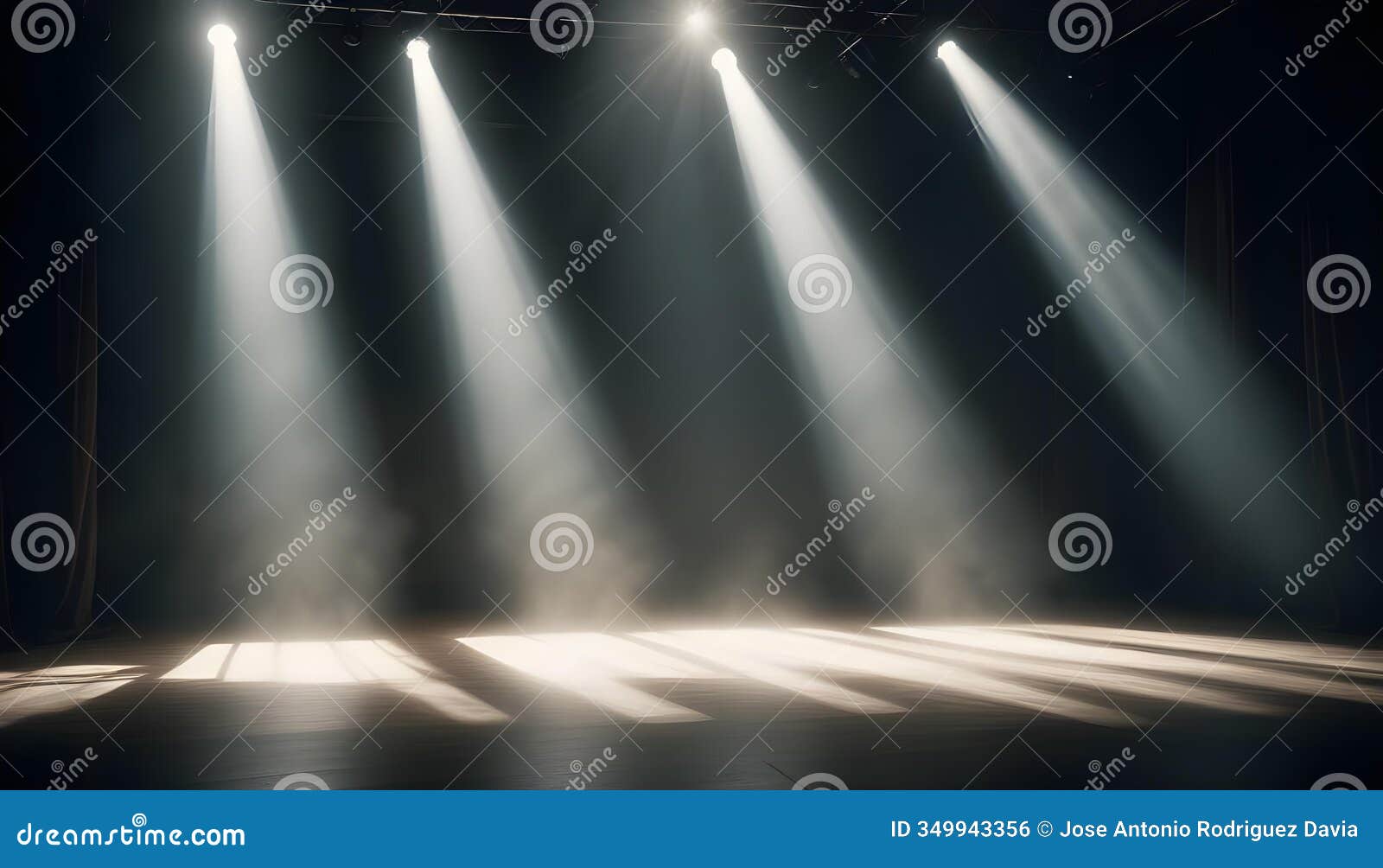 Three Spotlights Illuminating a Dark Stock Illustration - Illustration ...