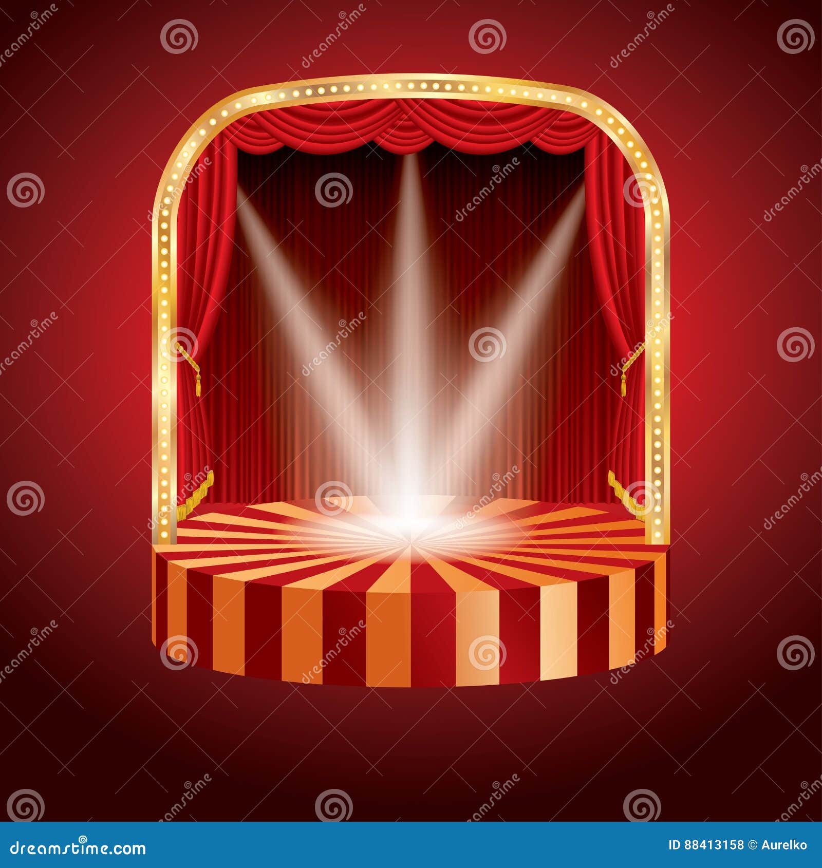 Round Stage Podium. Stage Vector Backdrop. Festive Podium Scene With ...