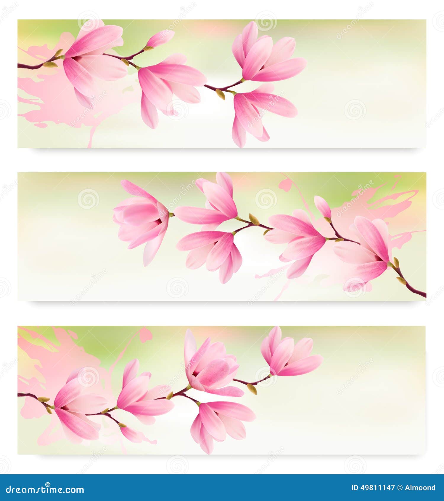 Three Spring Banners with Blossom Brunch Stock Vector - Illustration of ...