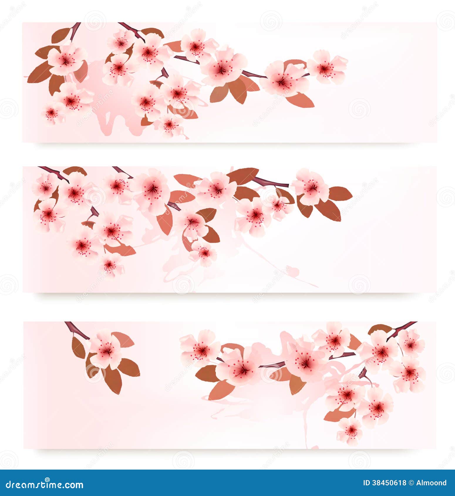 Three Spring Banners with Blossoming Branches with Stock Vector ...