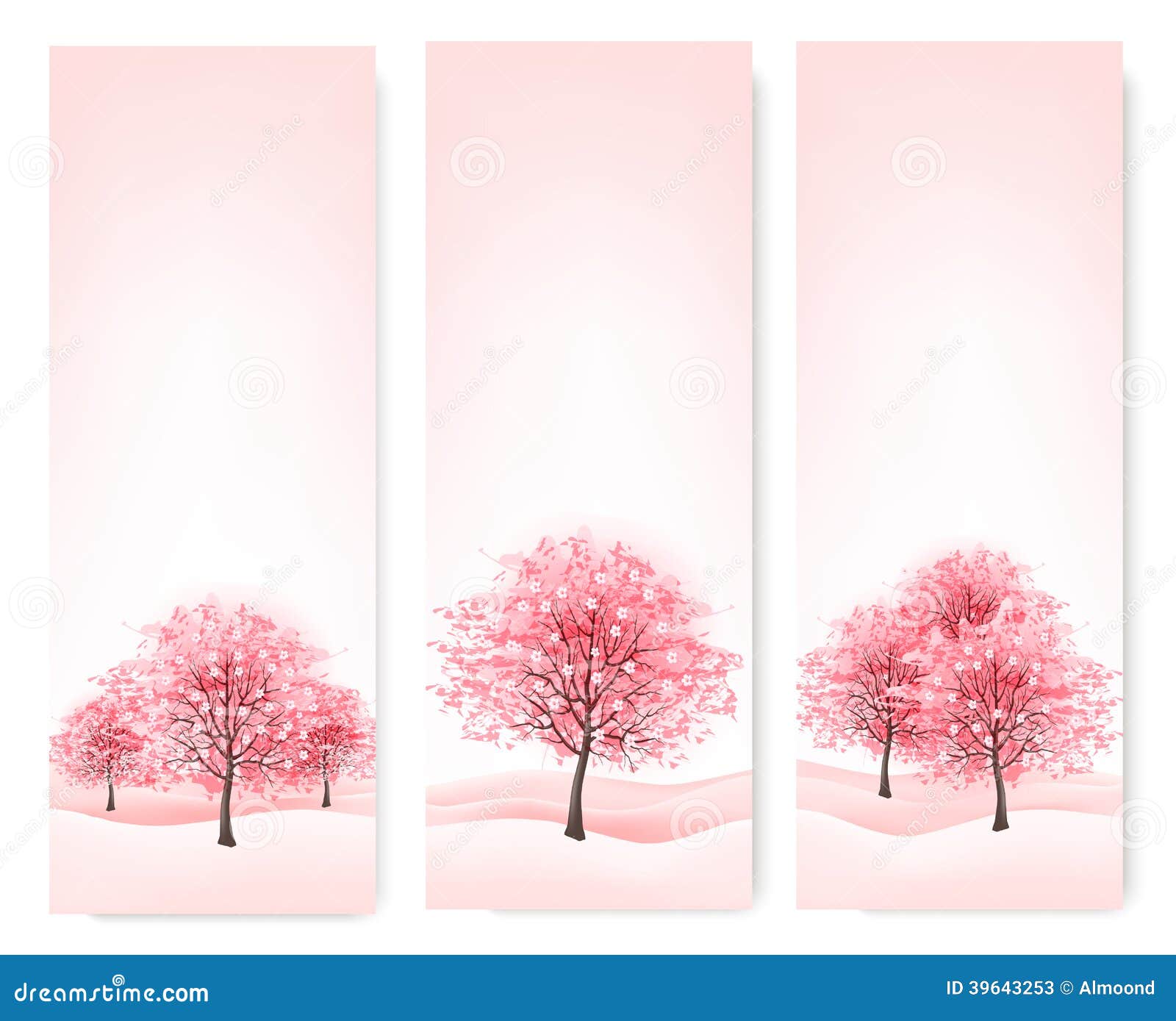 Three Spring Banners with Blossoming Sakura Trees. Stock Vector ...