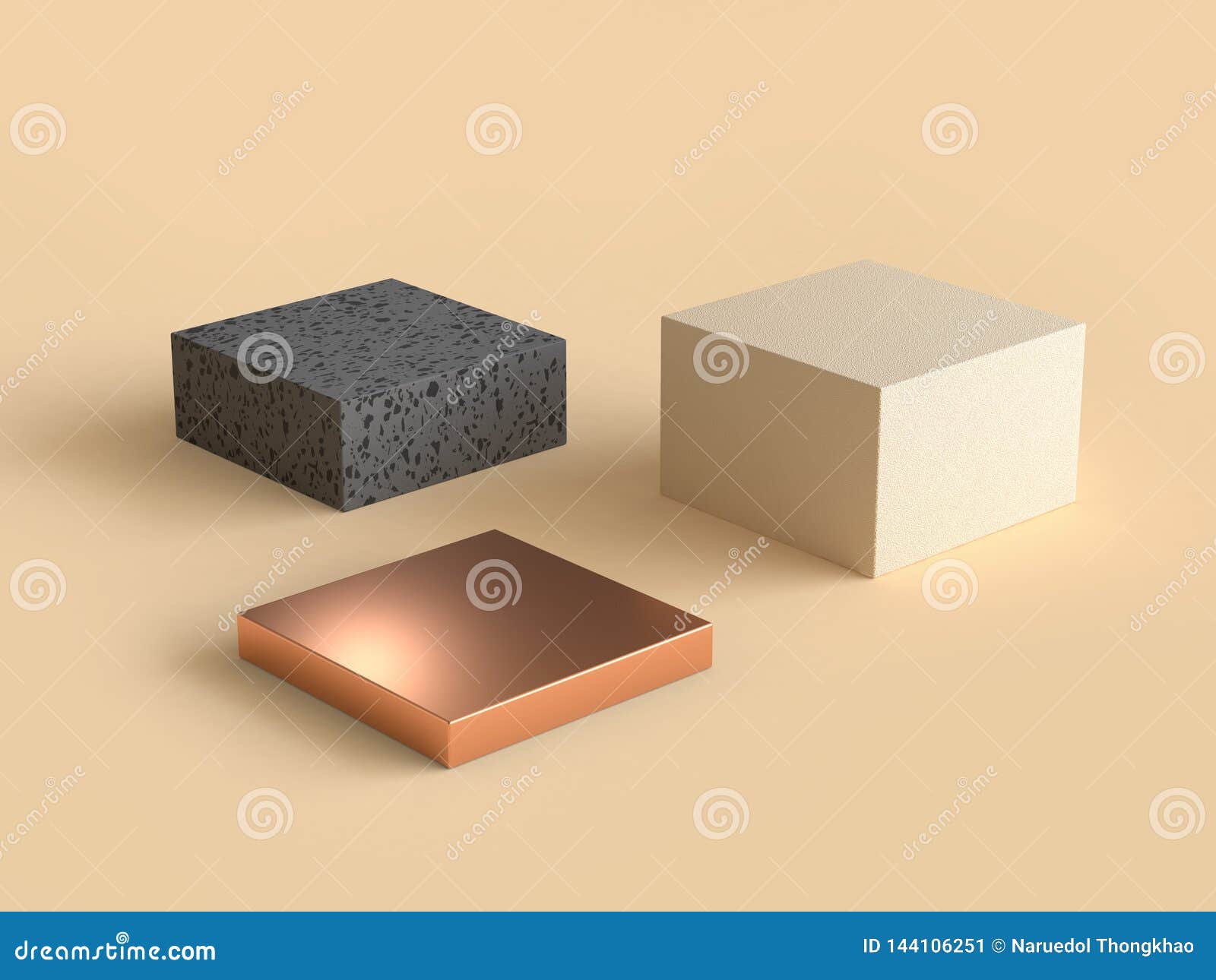 Three Square Abstract Geometric Shape Minimal Abstract Scene 3d Render ...