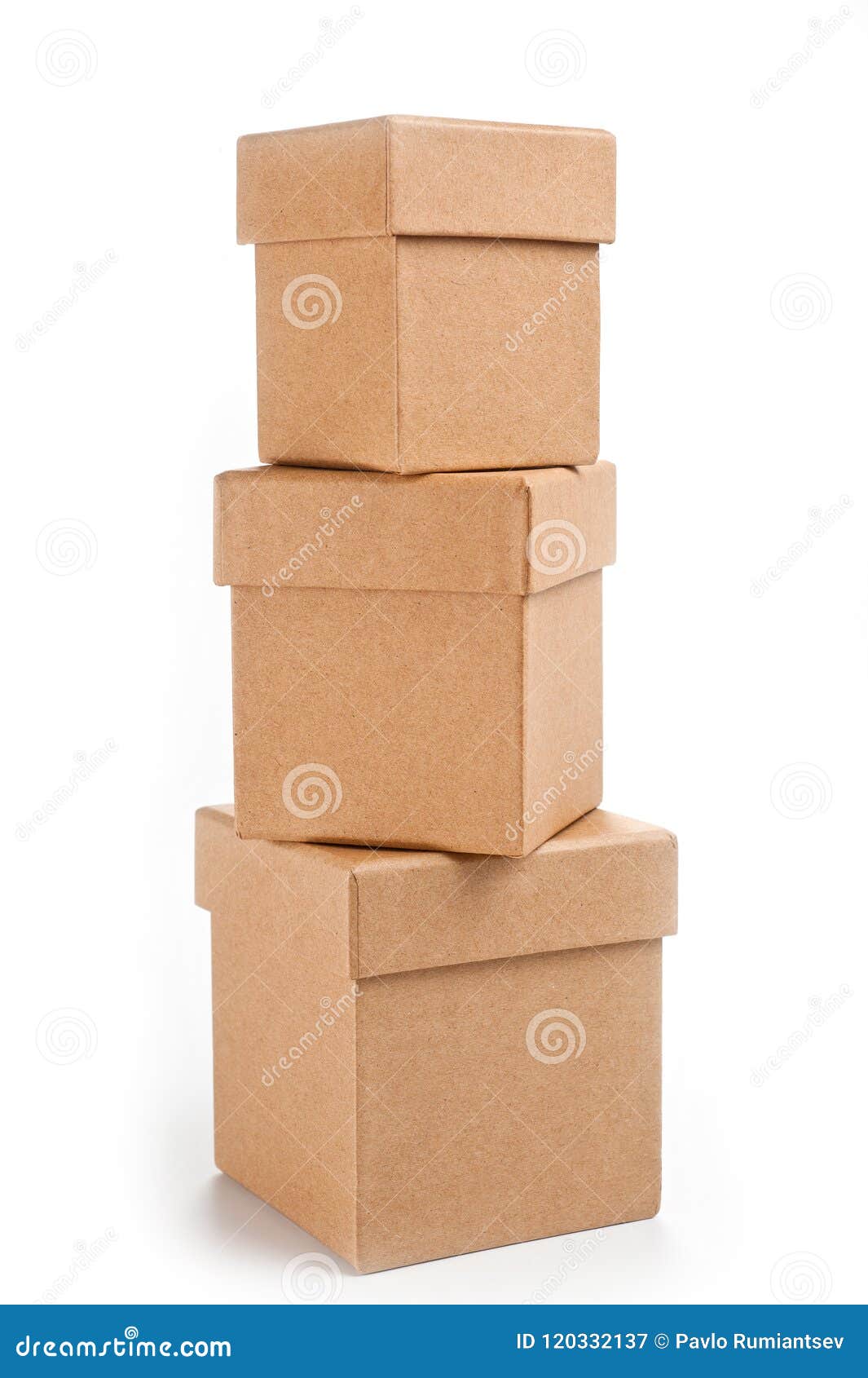 Three Square Boxes of Eco-friendly Cardboard on White Background Stock ...