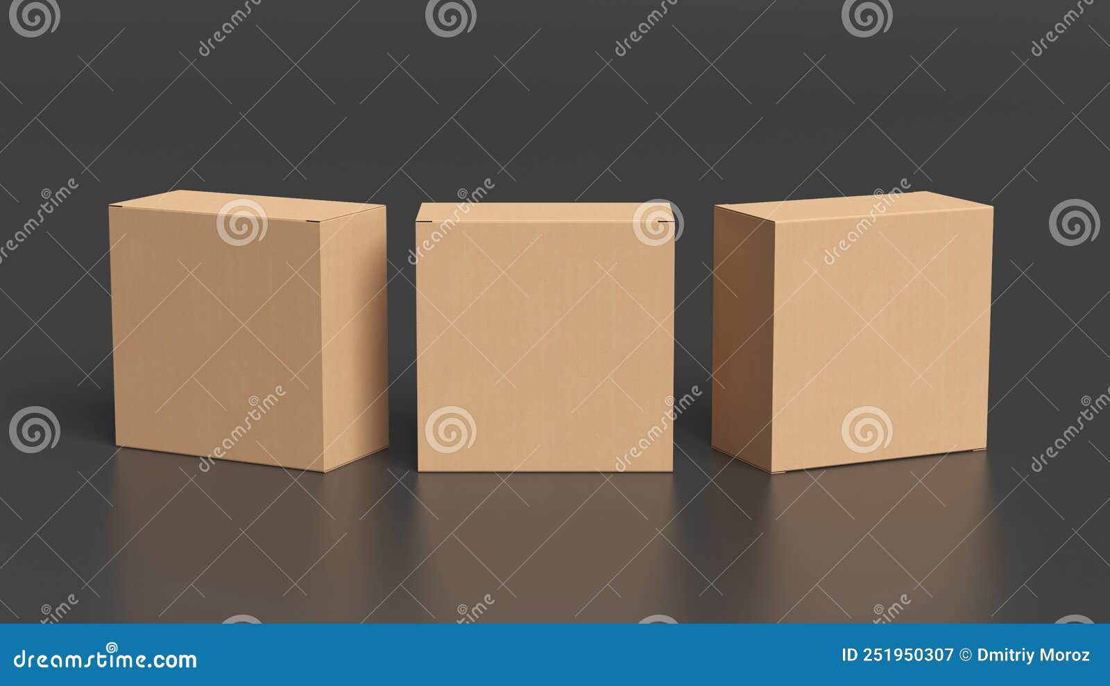 Three Square Boxes Mock Up. Cardboard Gift Boxes on Black Background ...