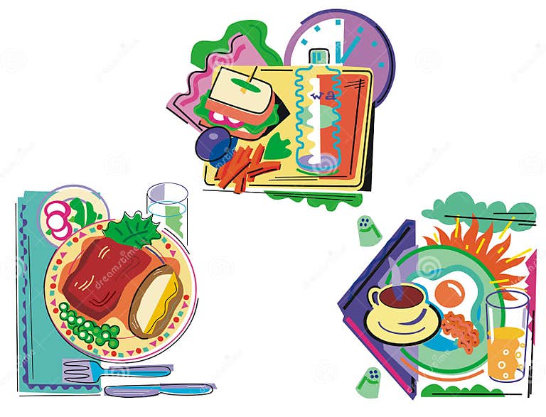 Three Square Meals stock vector. Illustration of steak - 62682323