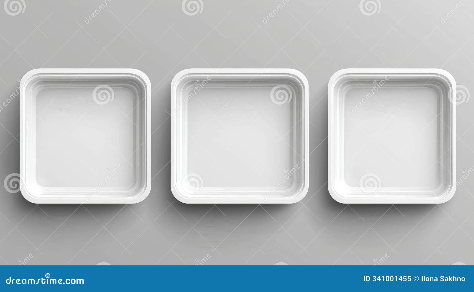 Three Square White Trays on a Neutral Background Stock Illustration ...