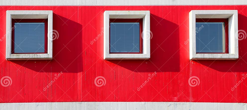 Three Windows in the Building Stock Photo - Image of modern, window ...
