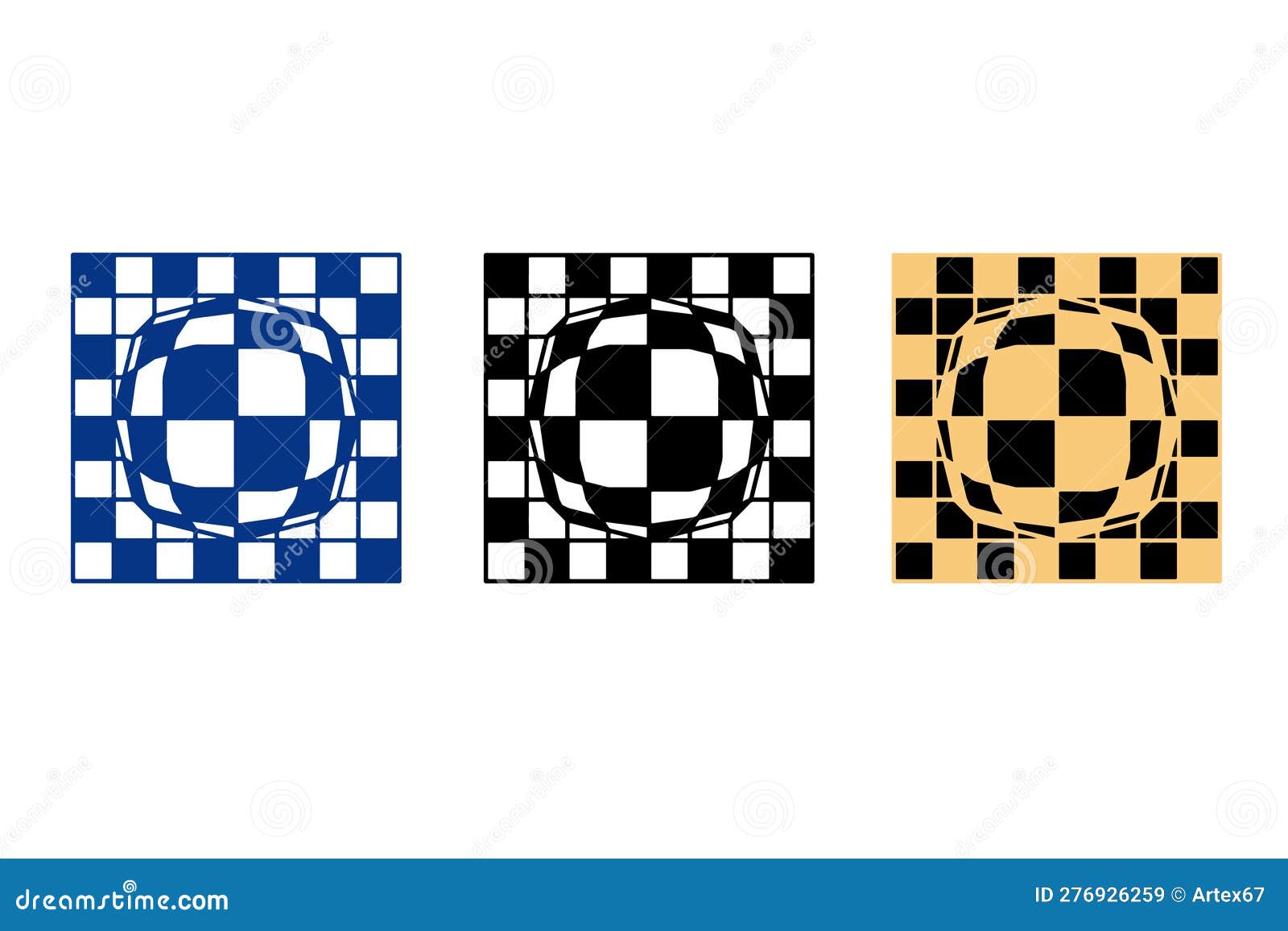 Three Squares with Convex Spheres of Spherical Shape Stock Vector ...