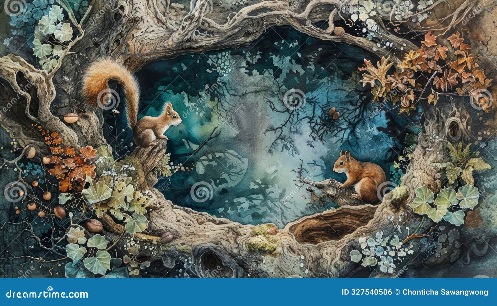 Squirrels In An Enchanted Forest Stock Image | CartoonDealer.com #324918025