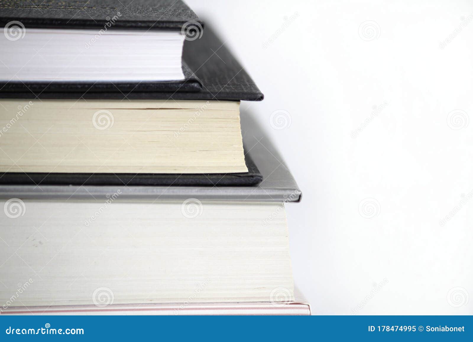 Three Stacked Books on White Background Stock Image - Image of study ...